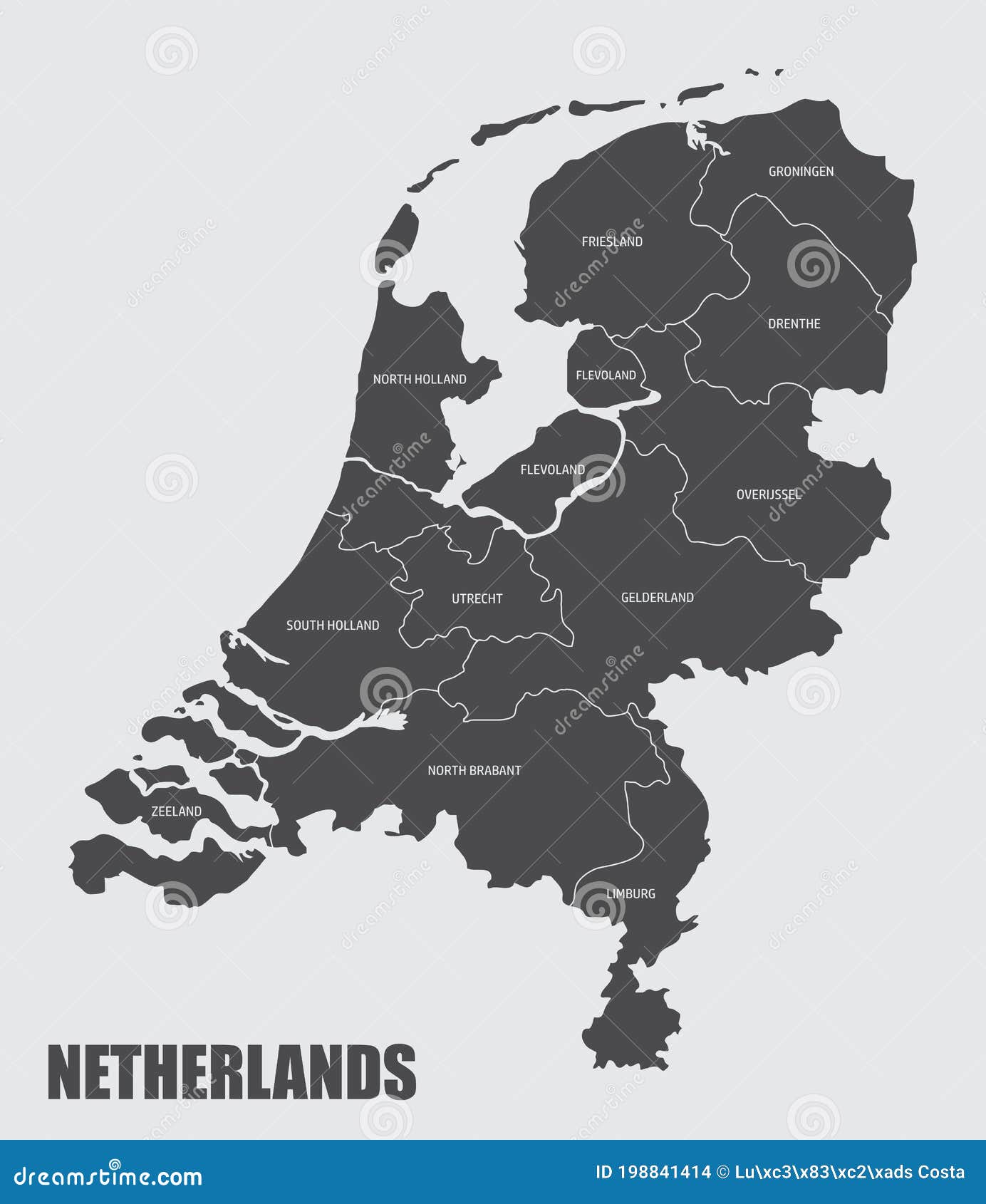 Netherlands provinces map stock illustration. Illustration of geography ...