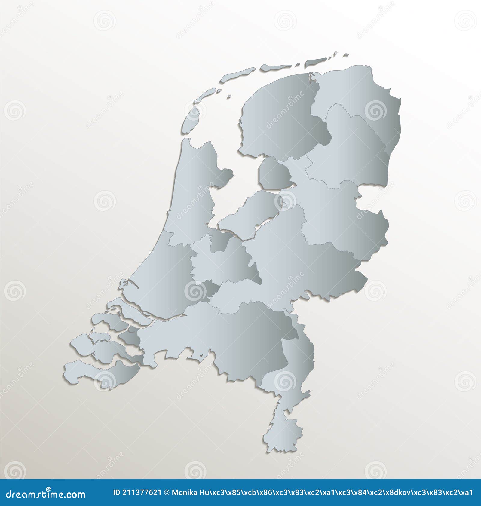 Blank Map Netherlands. Districts Of Netherlands Map. High Detailed ...