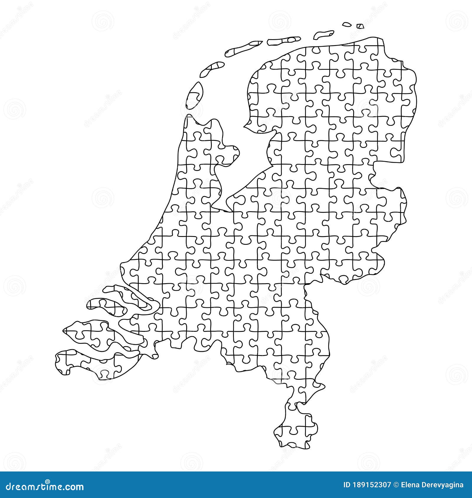 Netherlands Map from Black Pattern from Composed Puzzles. Vector ...