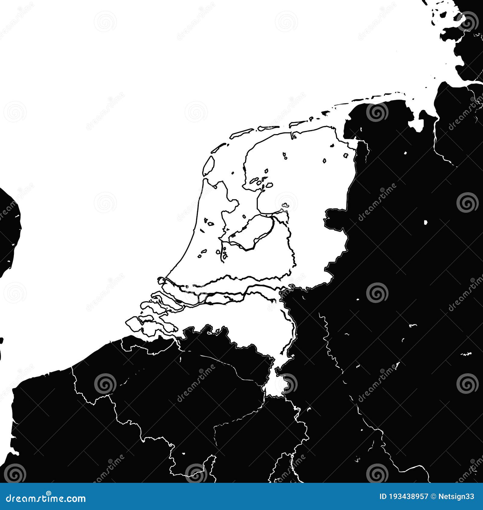 Netherlands Map. Black and White Illustration Stock Vector ...