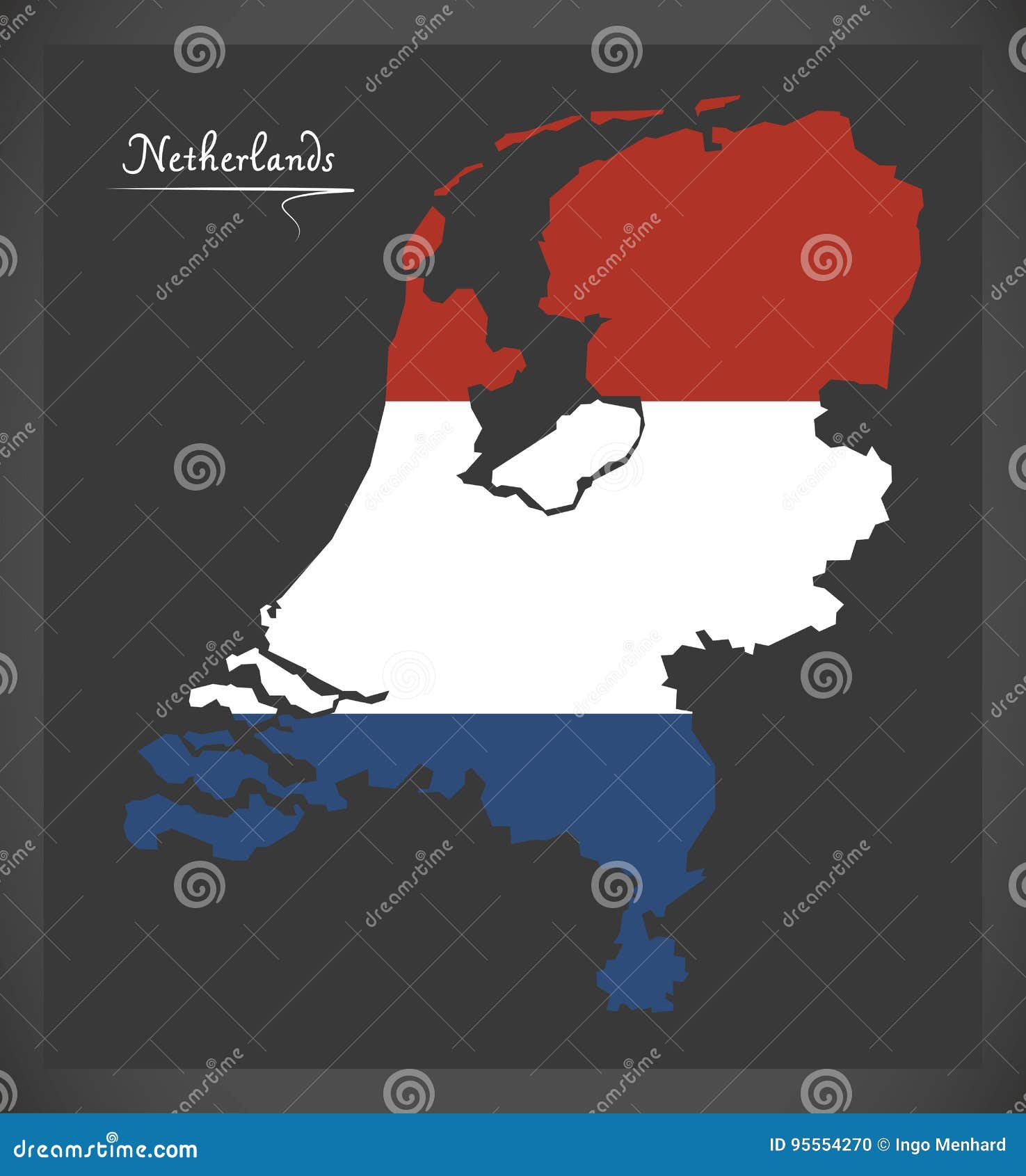 Netherlands Map with Dutch National Flag Stock Vector - Illustration of ...
