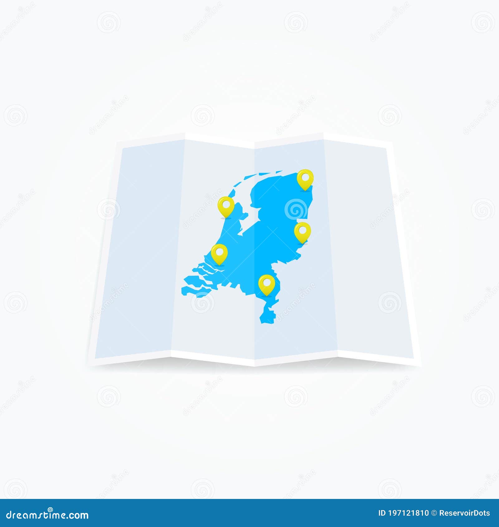 Netherlands Map with Location Pins Stock Vector - Illustration of ...
