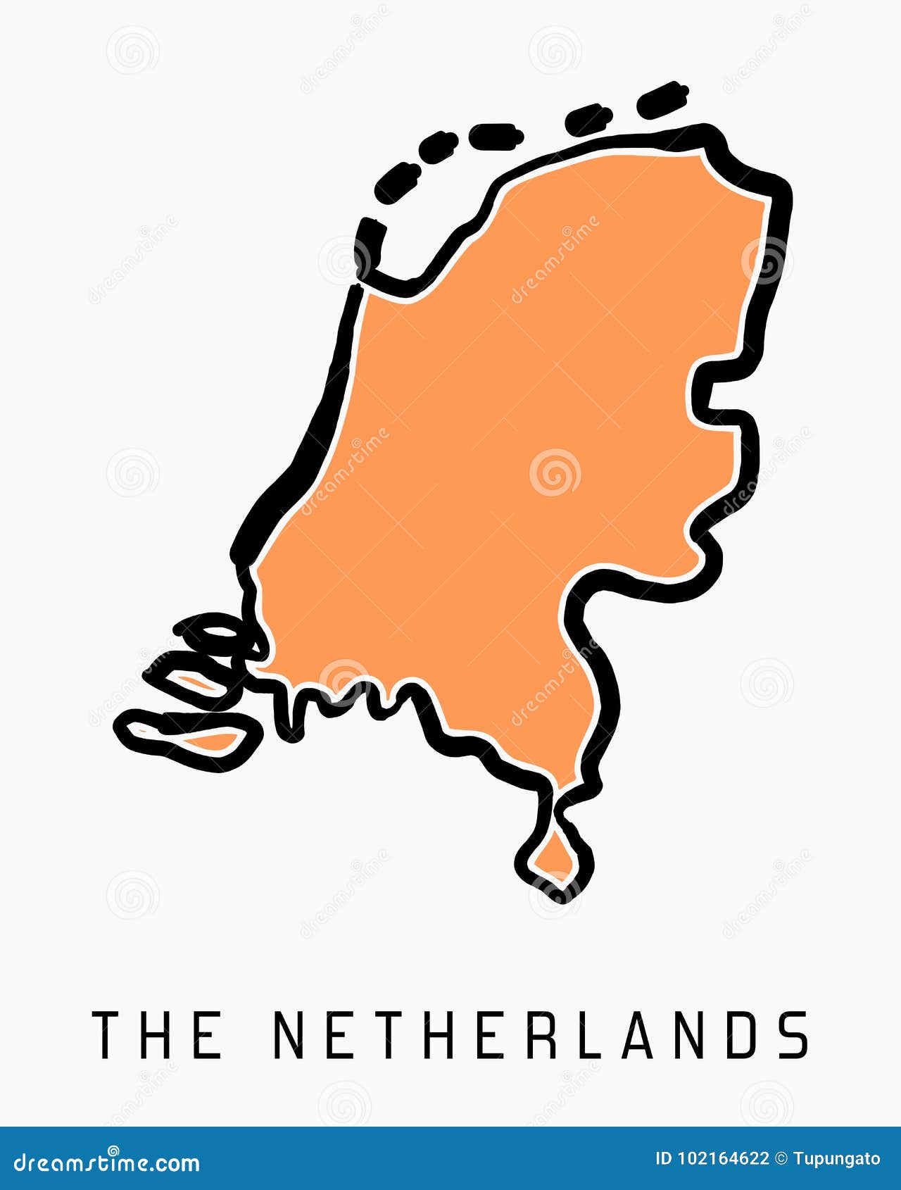 The Netherlands Map Outline Stock Vector - Illustration of border ...