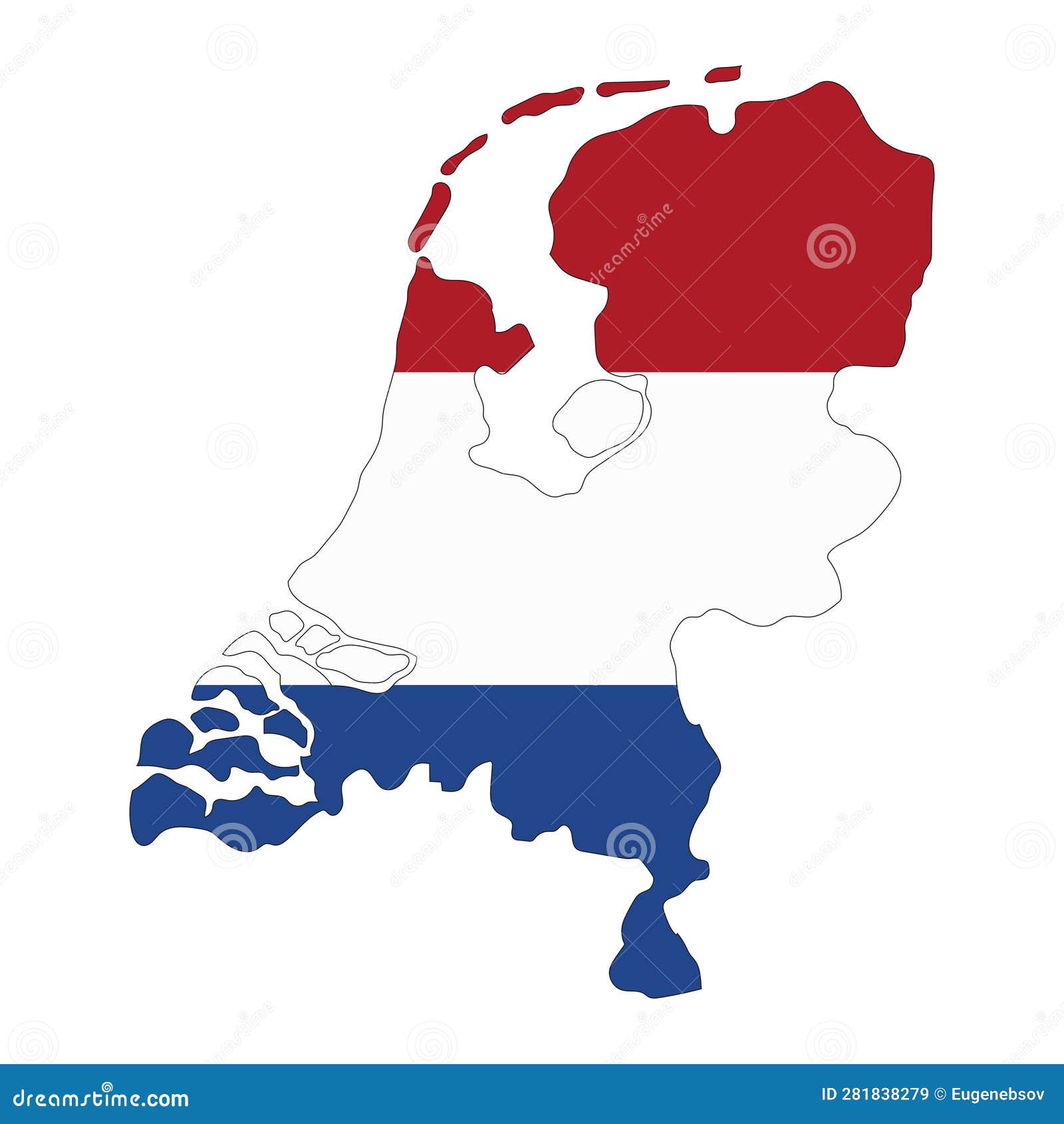 Netherlands Map Silhouette with Flag Isolated on White Background Stock ...