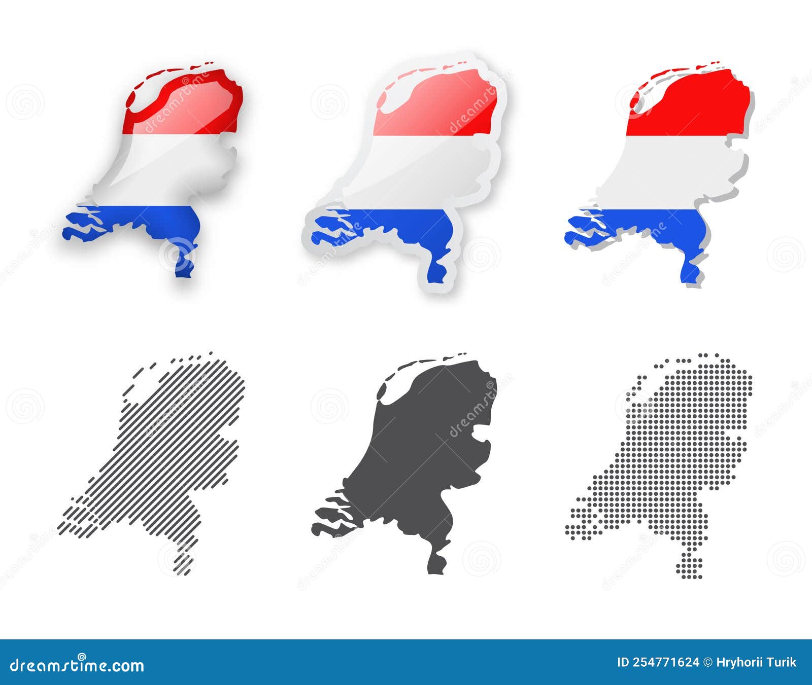 Netherlands - Maps Collection. Six Maps of Different Designs Stock ...