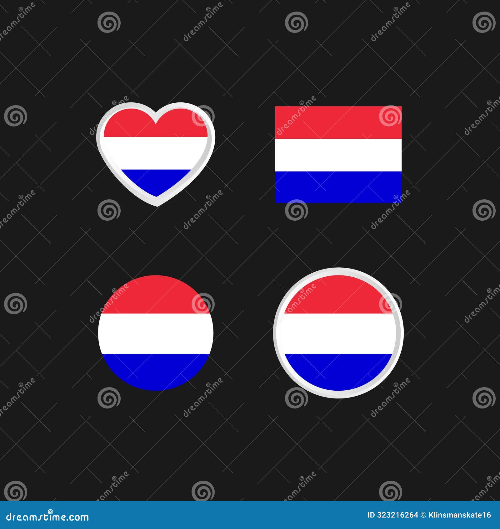 Netherlands Nation Flag Collection Emblem Design Vector Stock Vector ...
