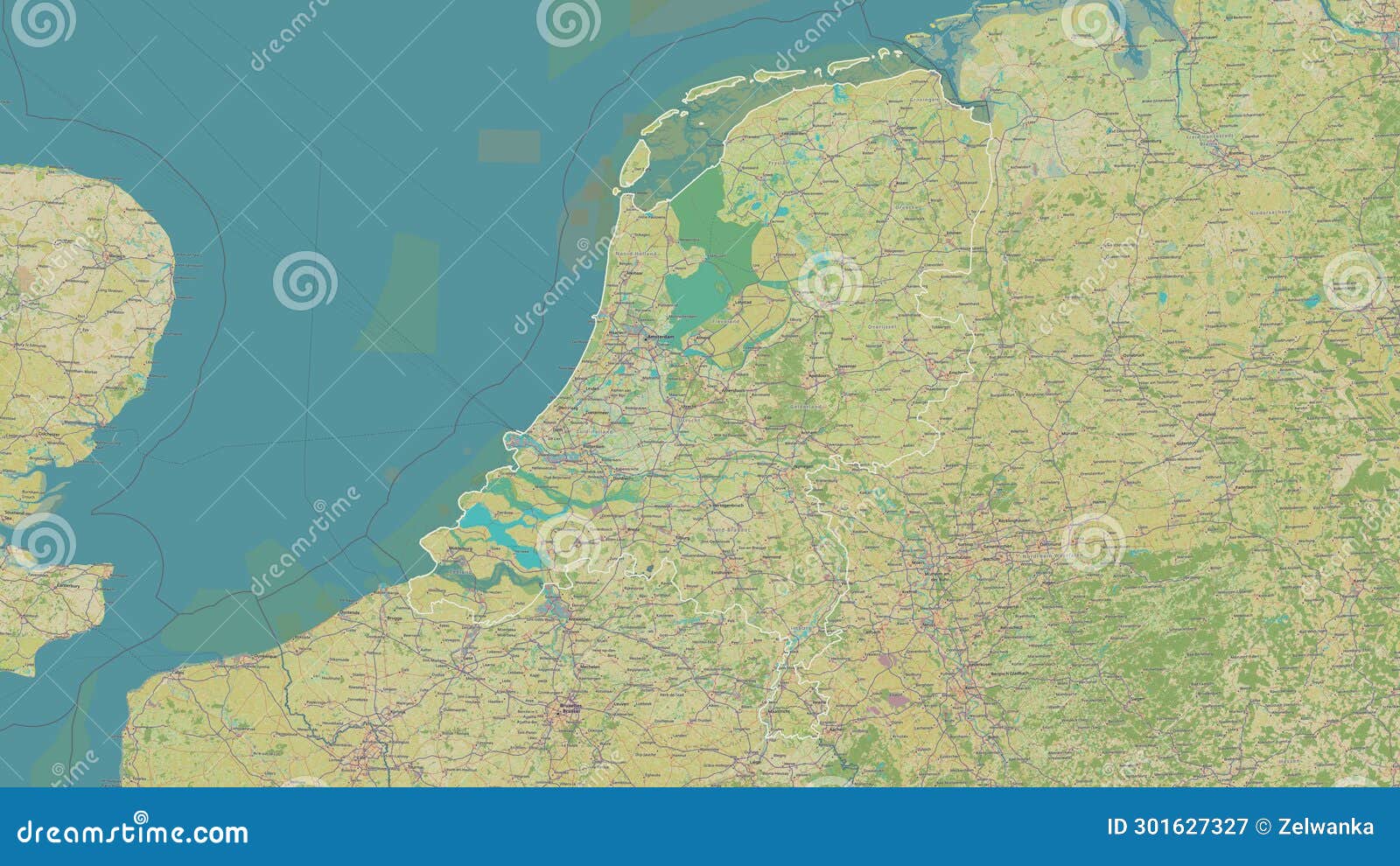 Netherlands Outlined. Topo Humanitarian Stock Illustration ...