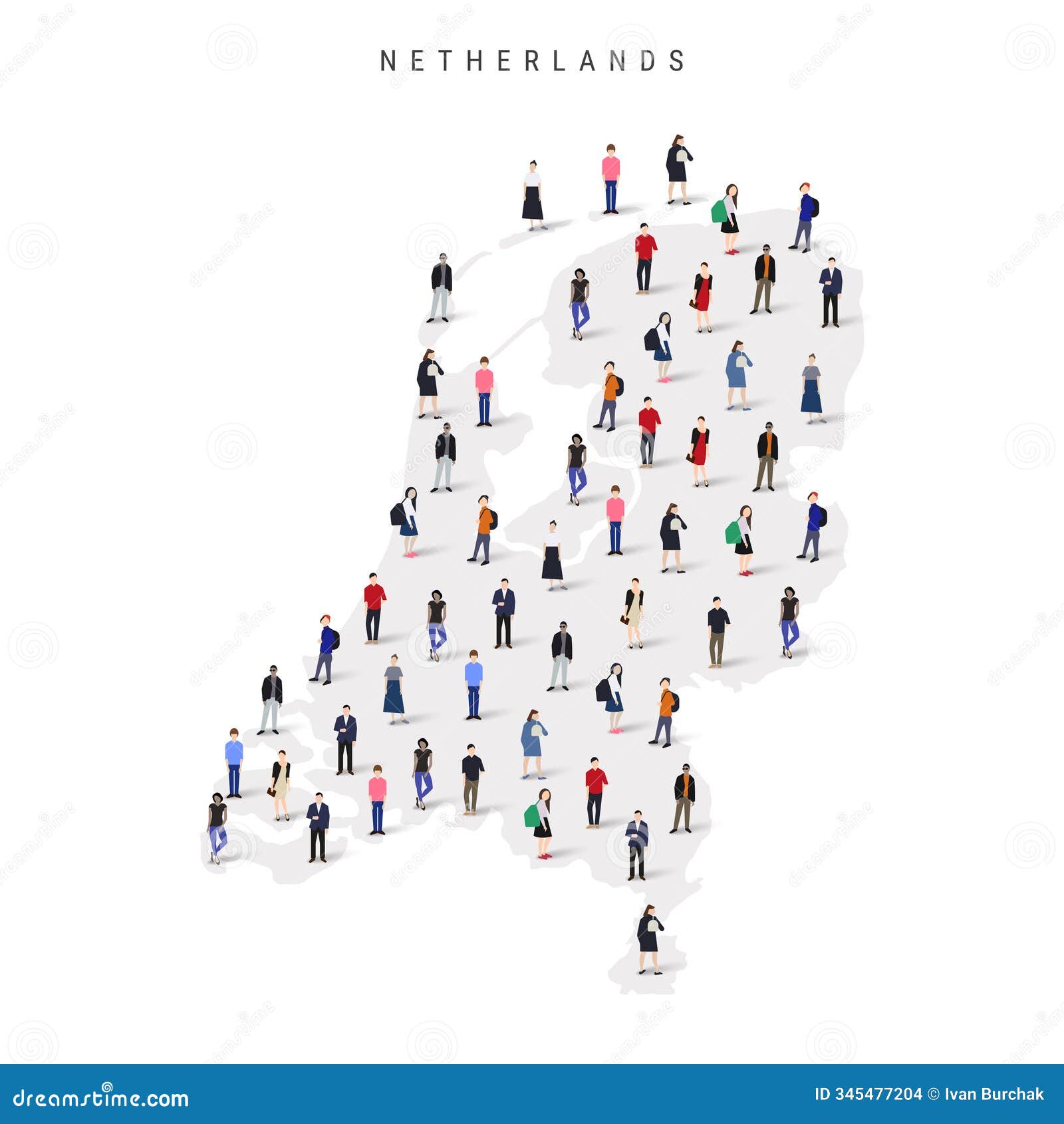 Netherlands Population Map. Large Group of People in a Shape of Holland ...