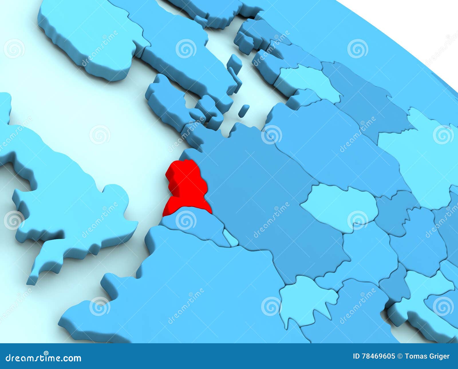 Netherlands in Red on Blue Globe Stock Illustration - Illustration of ...
