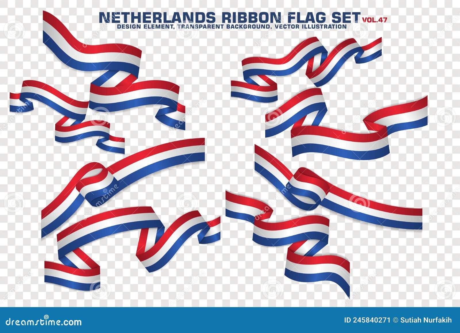 Netherlands Ribbon Flags Set, Element Design, 3D Style. Vector ...