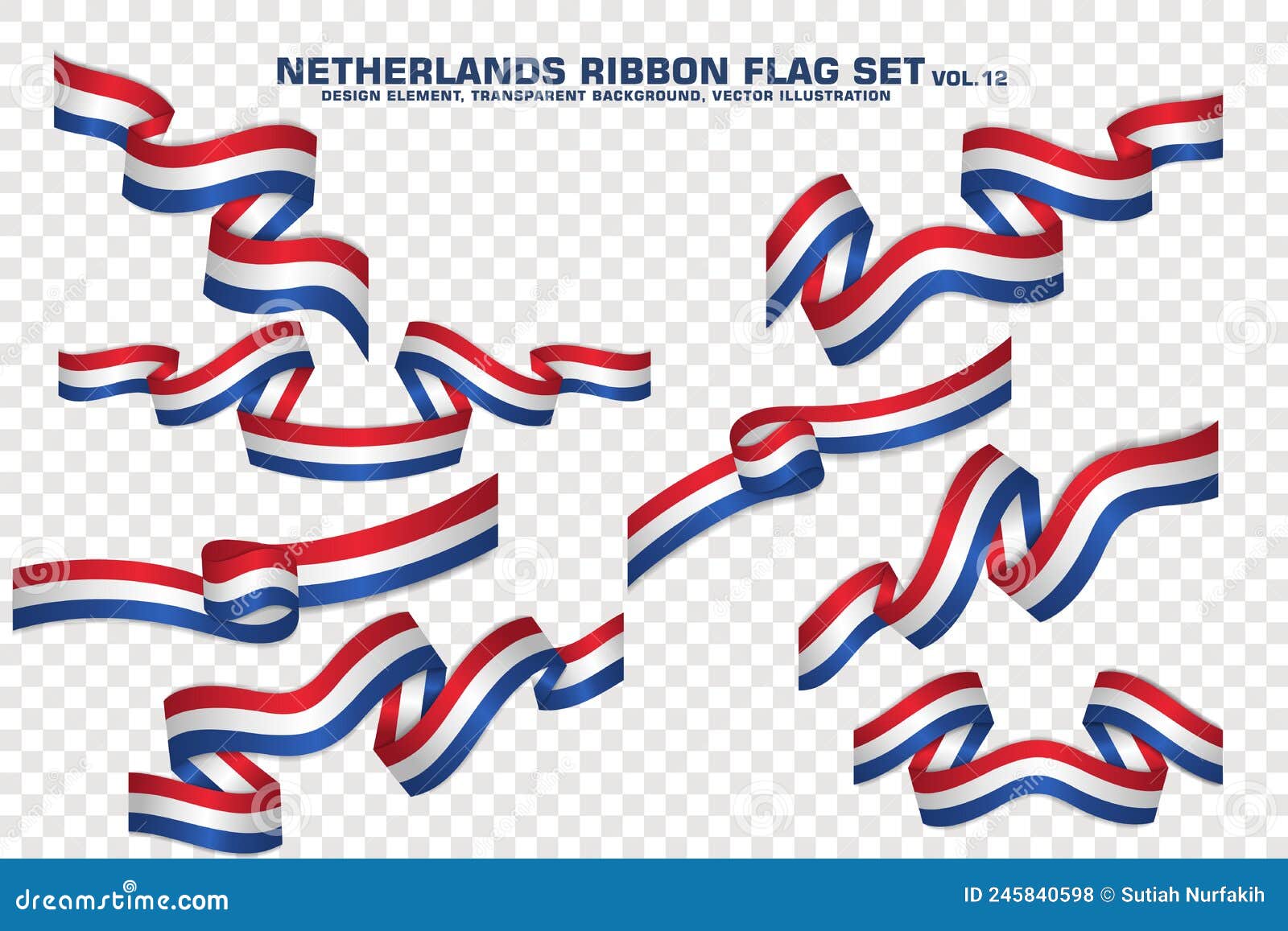 Netherlands Ribbon Flags Set, Element Design, 3D Style. Vector ...
