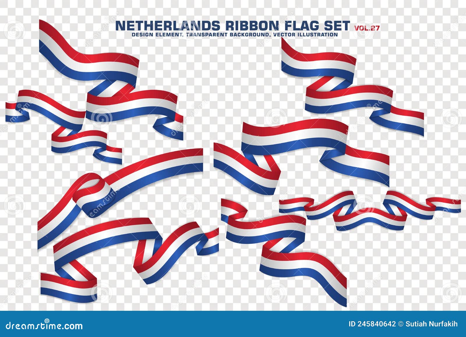 Netherlands Ribbon Flags Set, Element Design, 3D Style. Vector ...