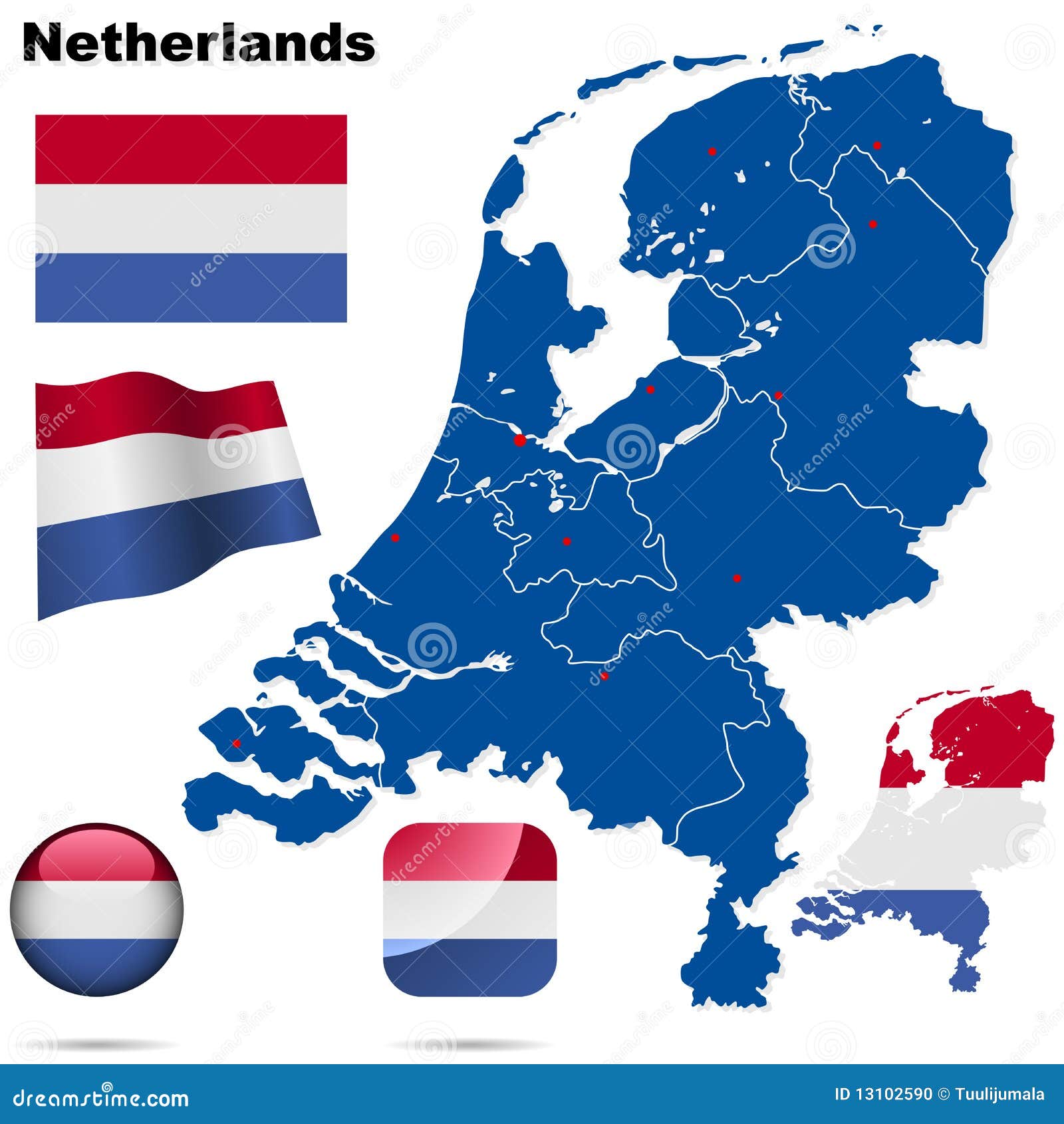 Netherlands set. stock vector. Illustration of country - 13102590