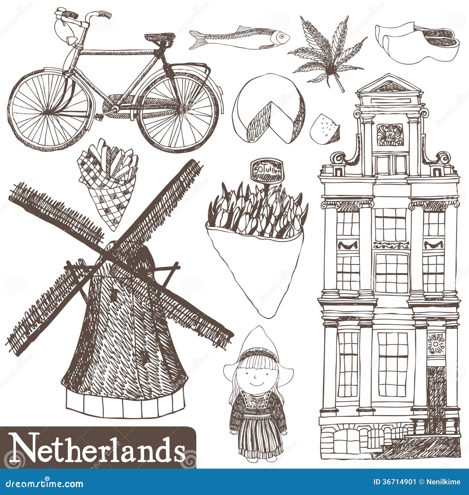 Netherlands set stock vector. Illustration of drops, girl - 36714901