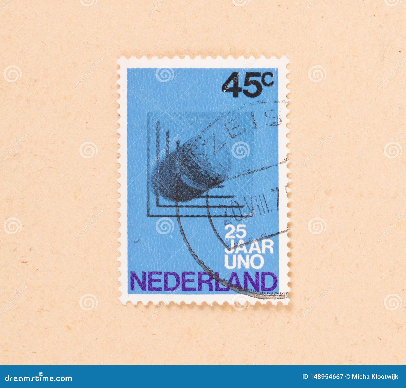 The NETHERLANDS 1970: a Stamp Printed in the Netherlands Shows 25 Years ...