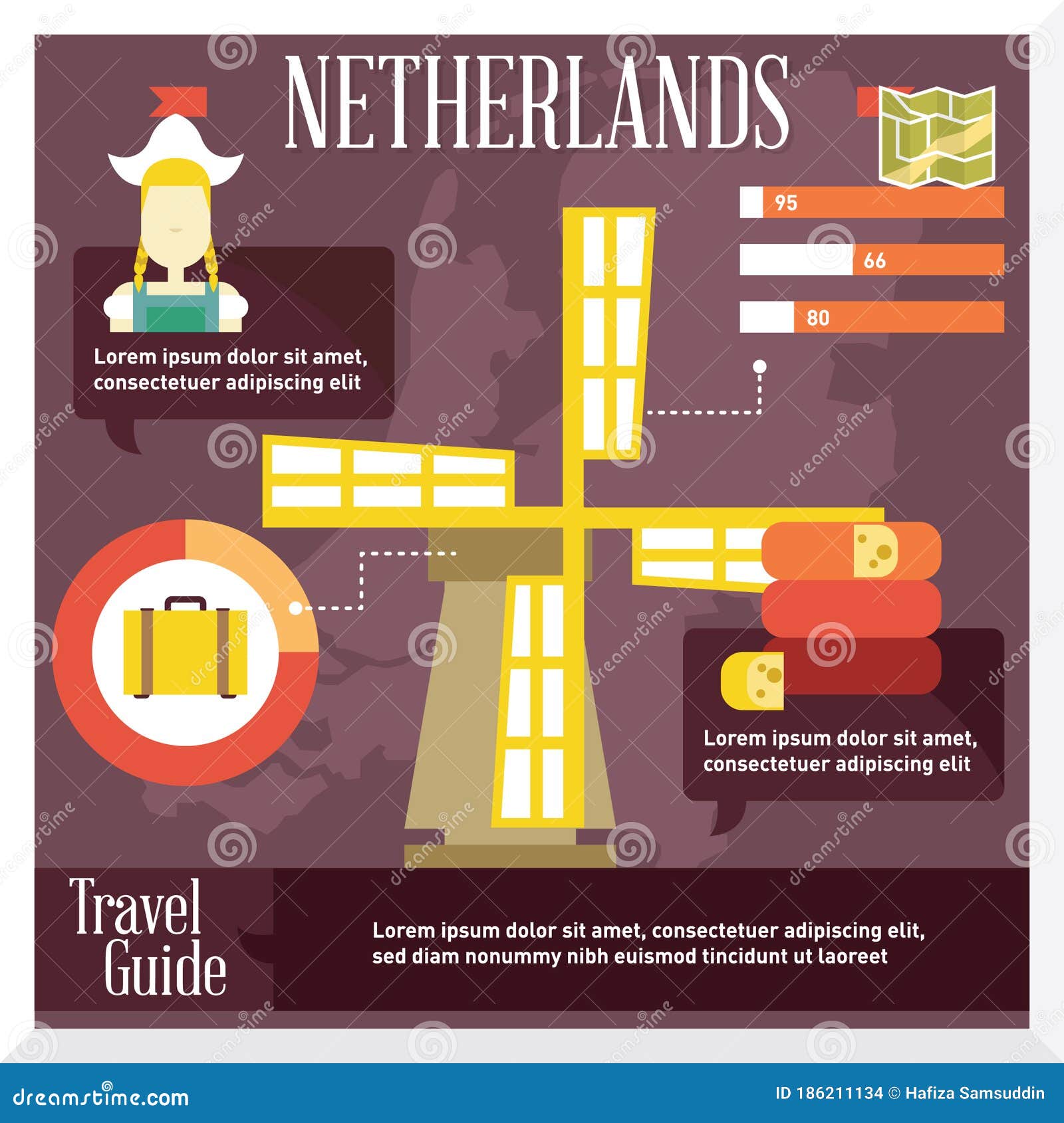 Netherlands Travel Infographic. Vector Illustration Decorative Design ...