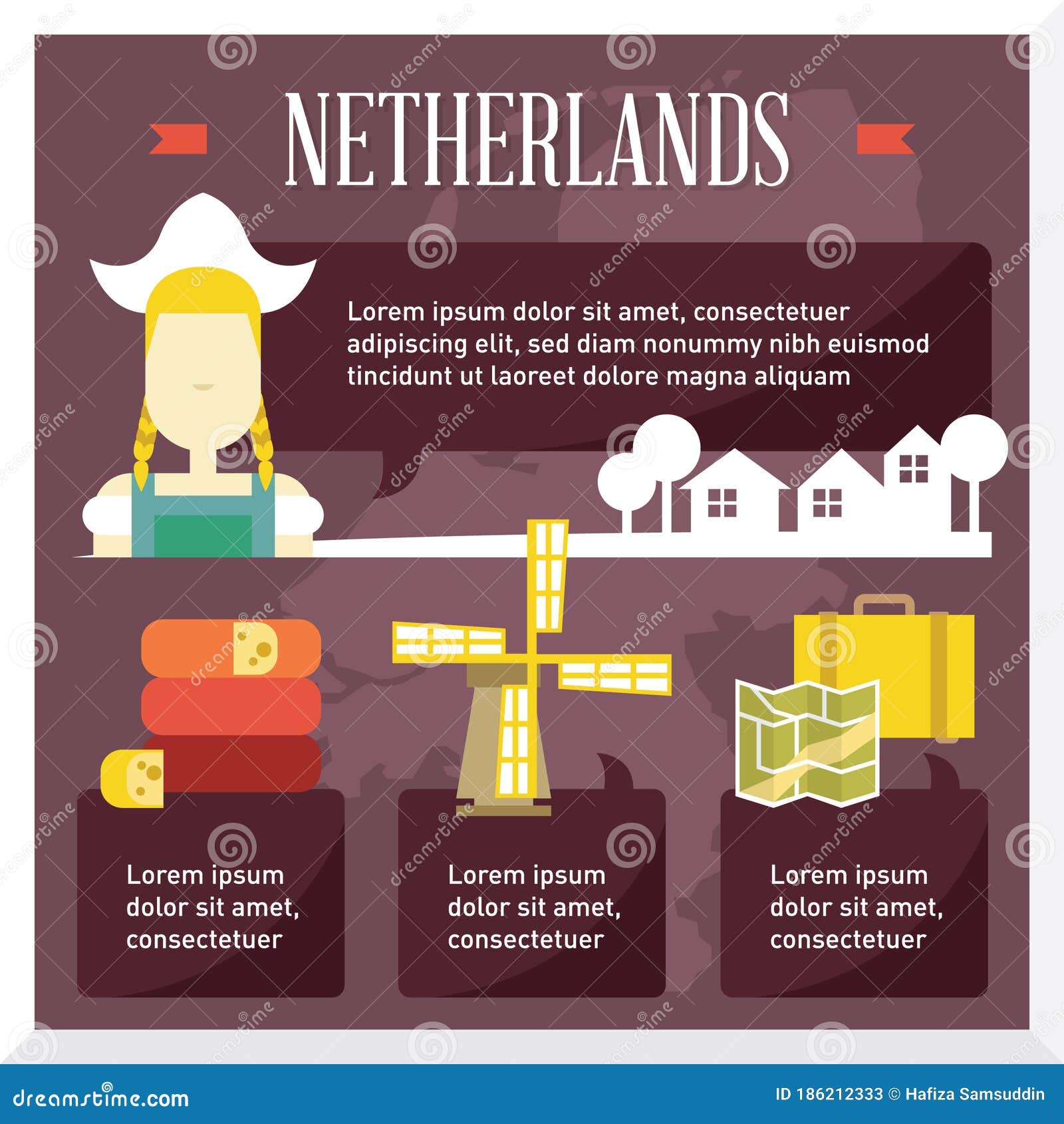 Netherlands Travel Infographic. Vector Illustration Decorative Design ...