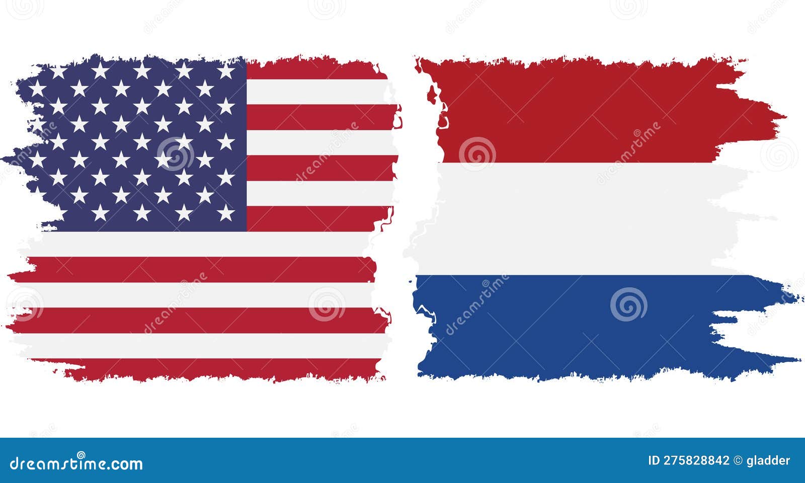 Netherlands and USA Grunge Flags Connection Vector Stock Vector ...