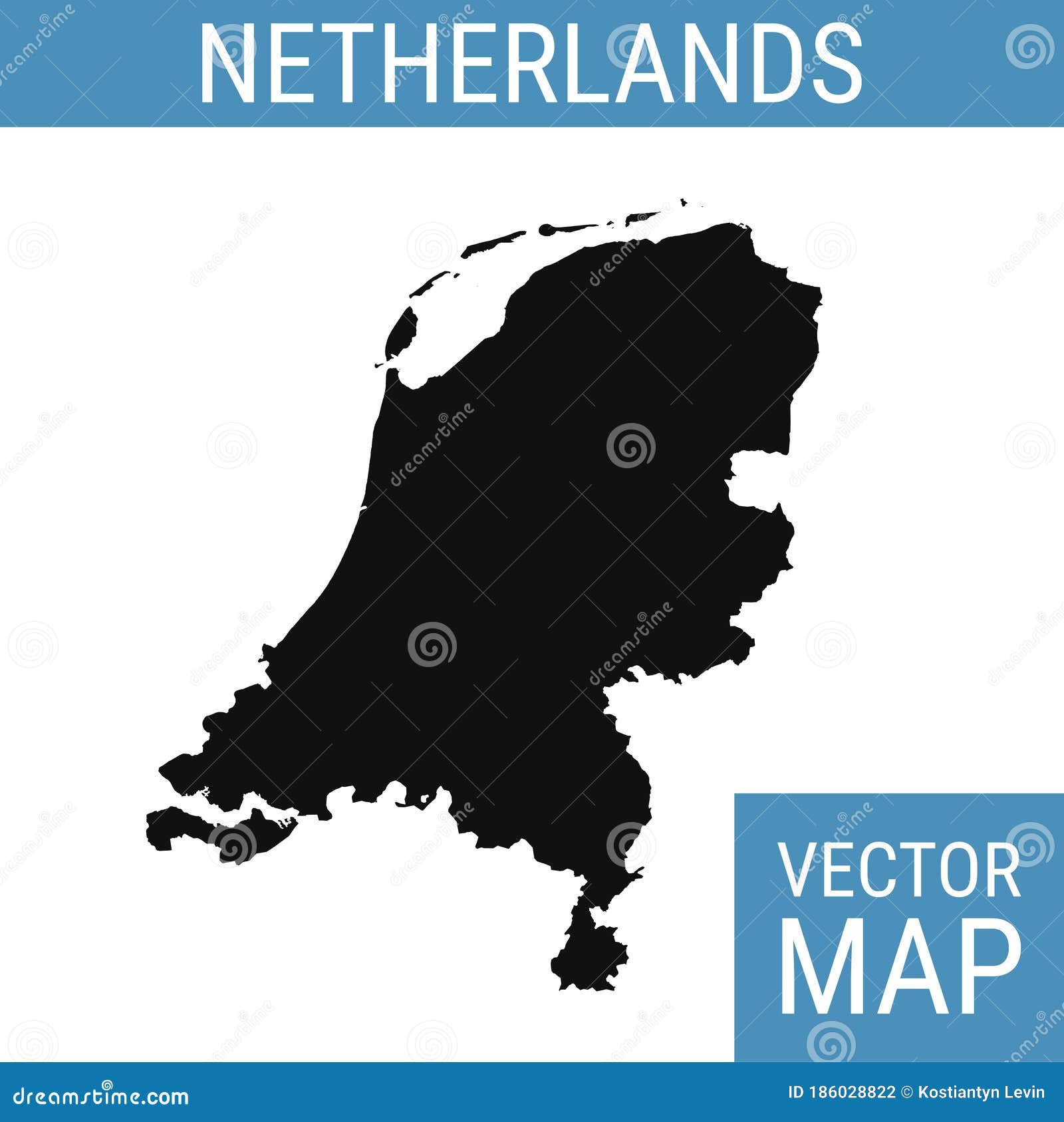 Netherlands Vector Map with Title Stock Vector - Illustration of ...