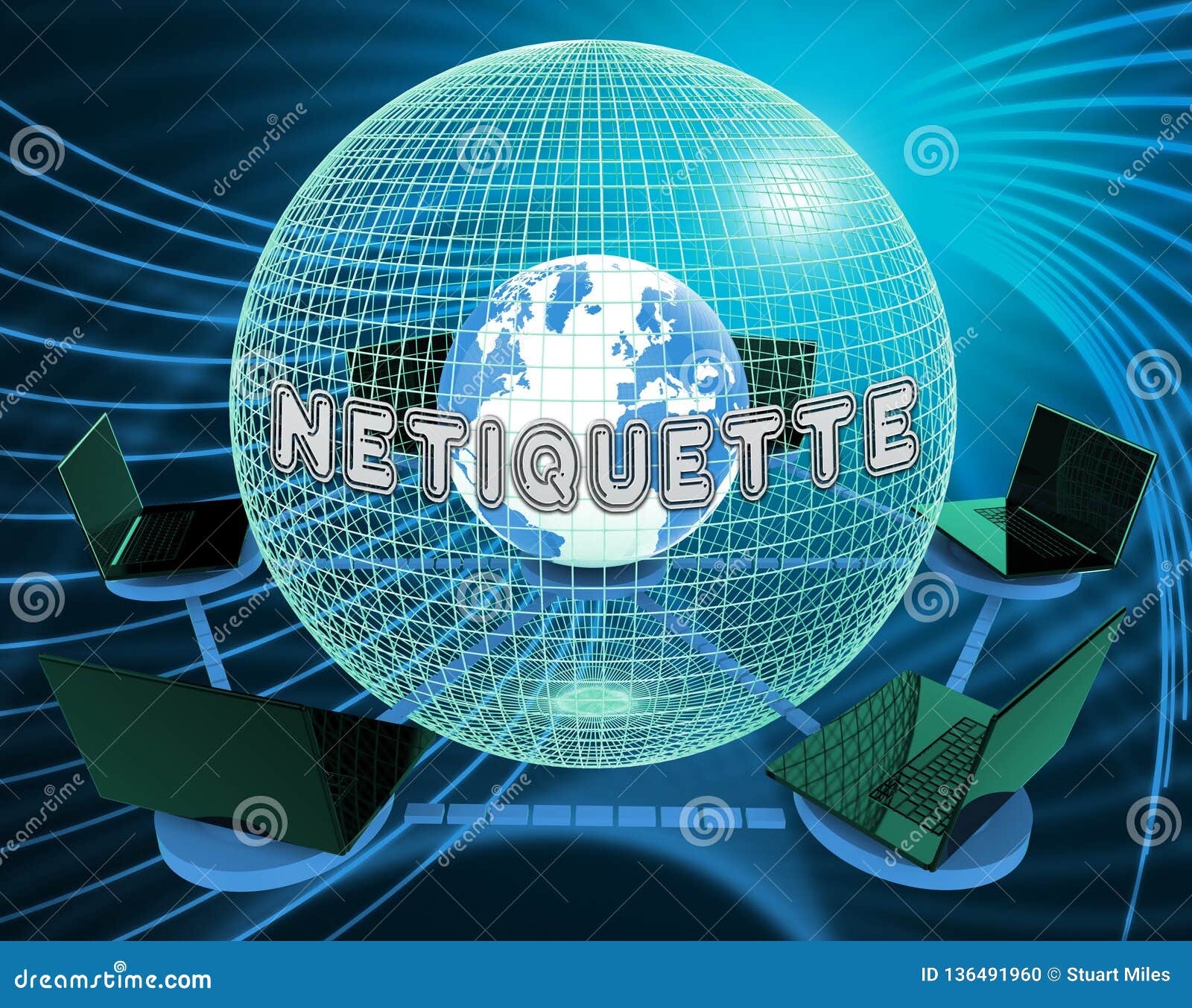 Netiquette Polite Online Conduct Or Web Etiquette - 3d Illustration ...