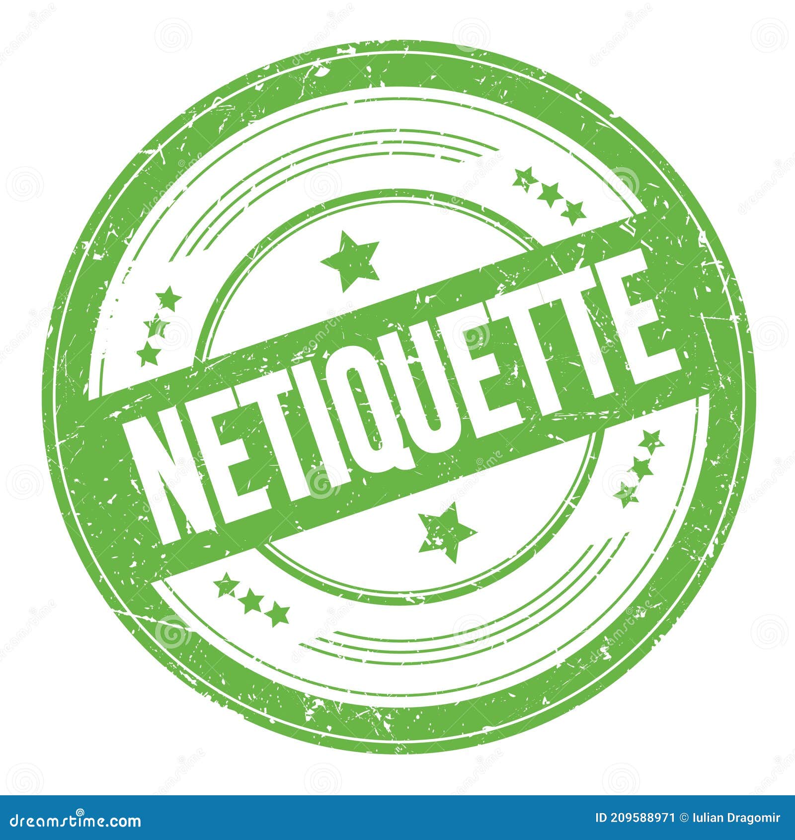 NETIQUETTE Text on Green Round Grungy Stamp Stock Illustration ...