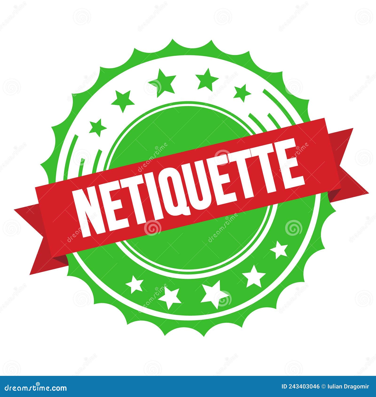 NETIQUETTE Text on Red Green Ribbon Stamp Stock Illustration ...