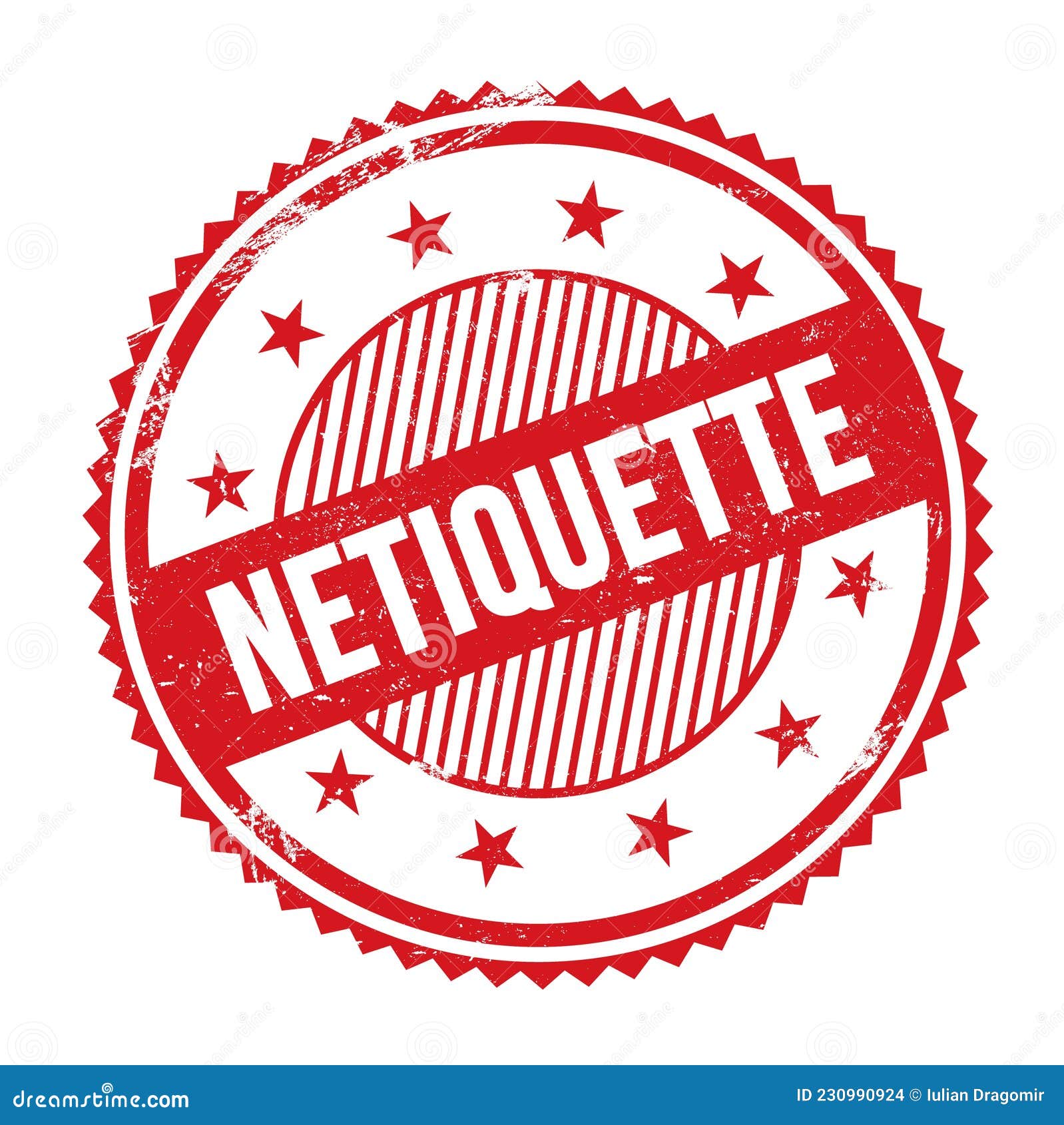 NETIQUETTE Text Written on Red Grungy Round Stamp Stock Illustration ...