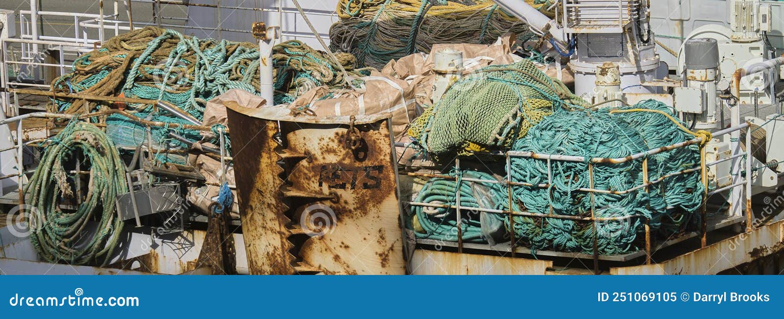 Nets on an Old Fishing Boat Stock Image - Image of industrial, vessel ...