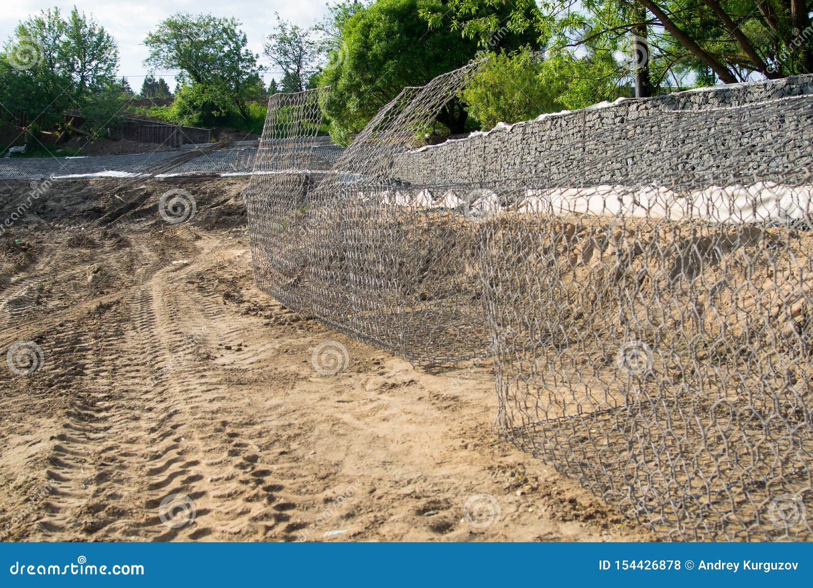 Nets for Stones are Empty on the Ground, Ready for Filling Stock Photo ...