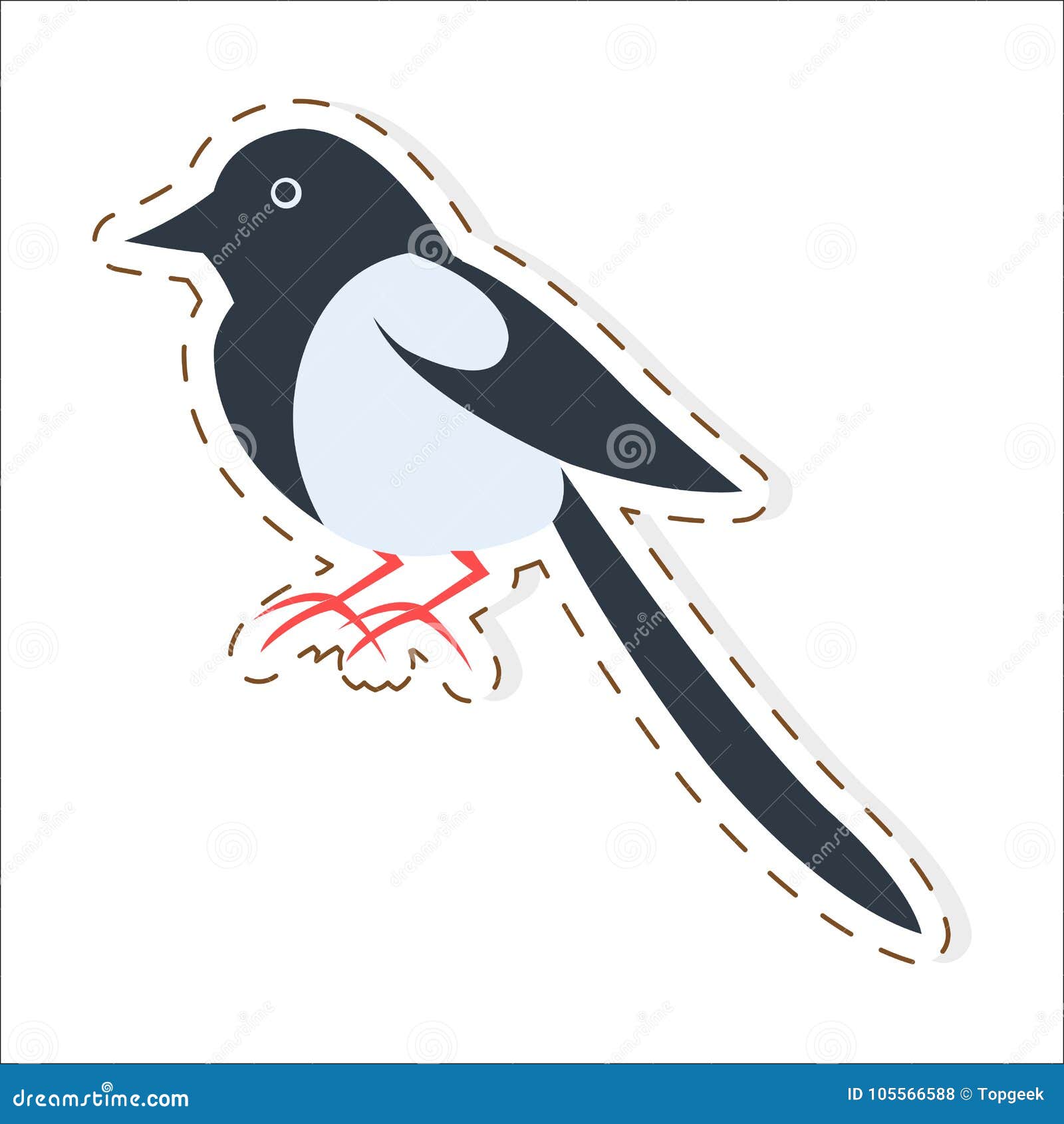 Nette Elster-Karikatur-flacher Vektor-Aufkleber Oder Ikone Vektor ...