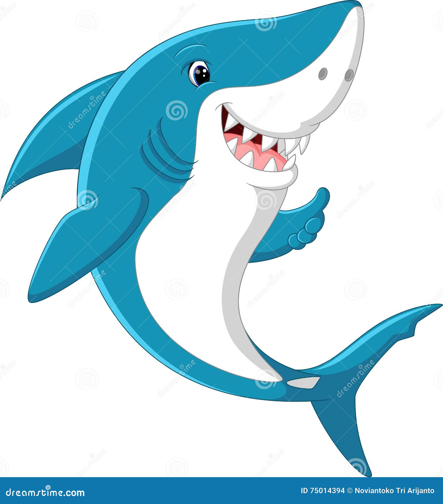 Nette Haifischkarikatur vektor abbildung. Illustration von marinesoldat ...