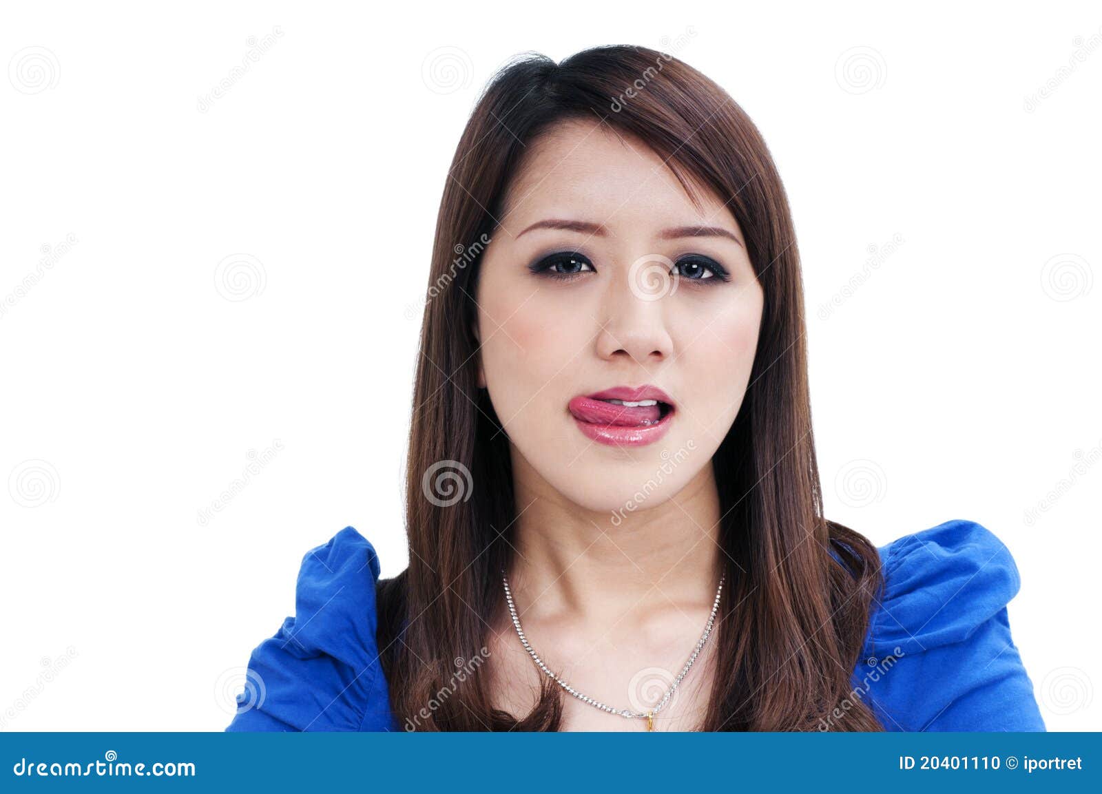 Nette Junge Frau, Die Lippen Leckt Stockfoto - Bild von beiläufig ...