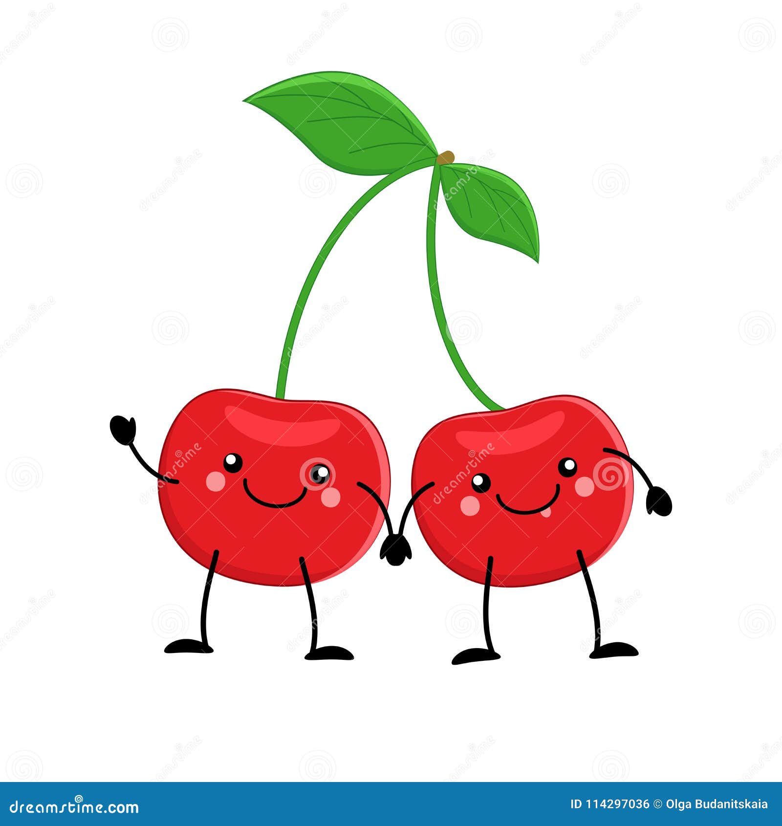 Nette Karikaturkirsche Kawaii-Kirsche Vektorillustrationsisolat Vektor ...