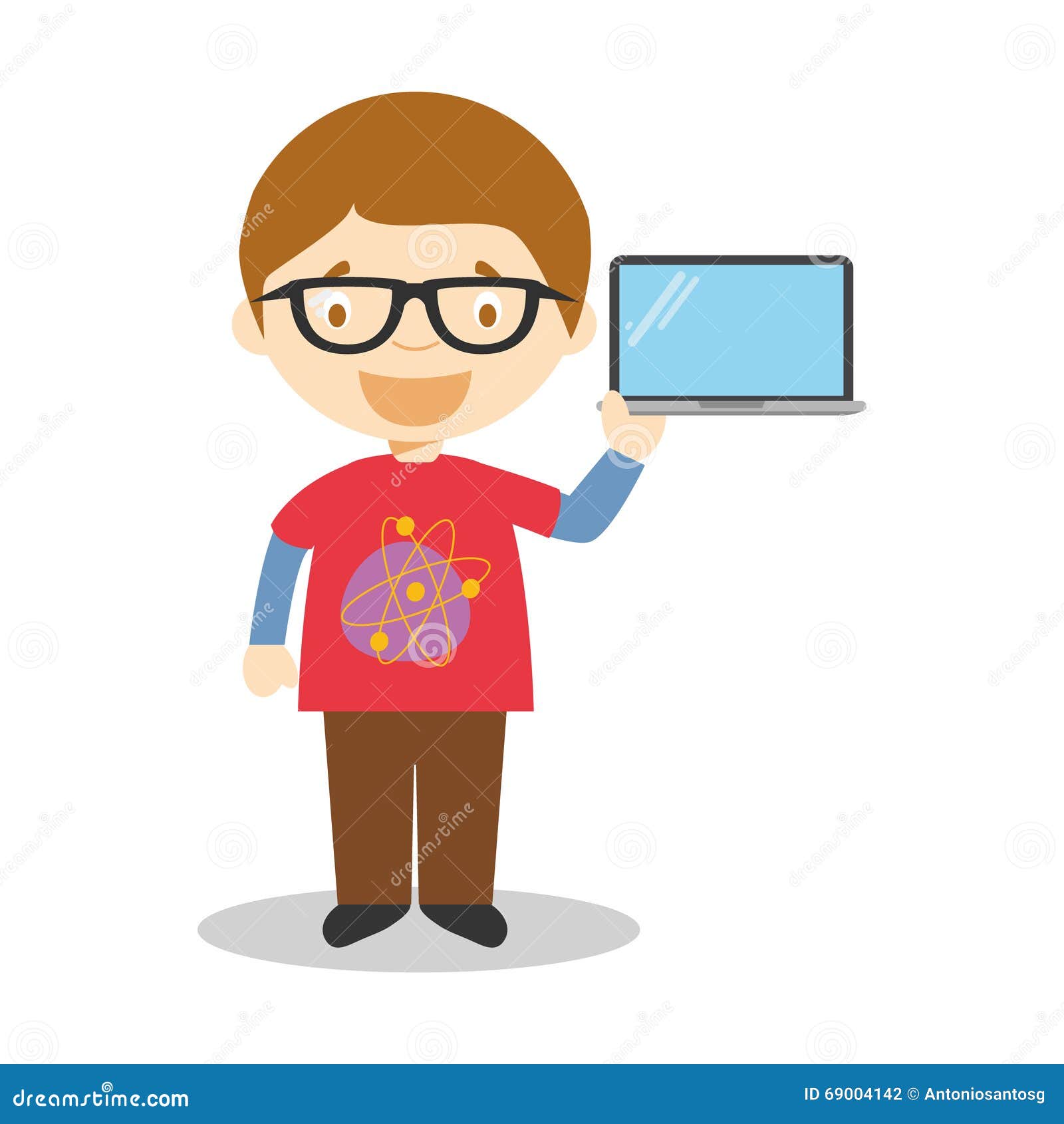 Nette Karikaturvektorillustration Eines Programmierers Oder Des ...