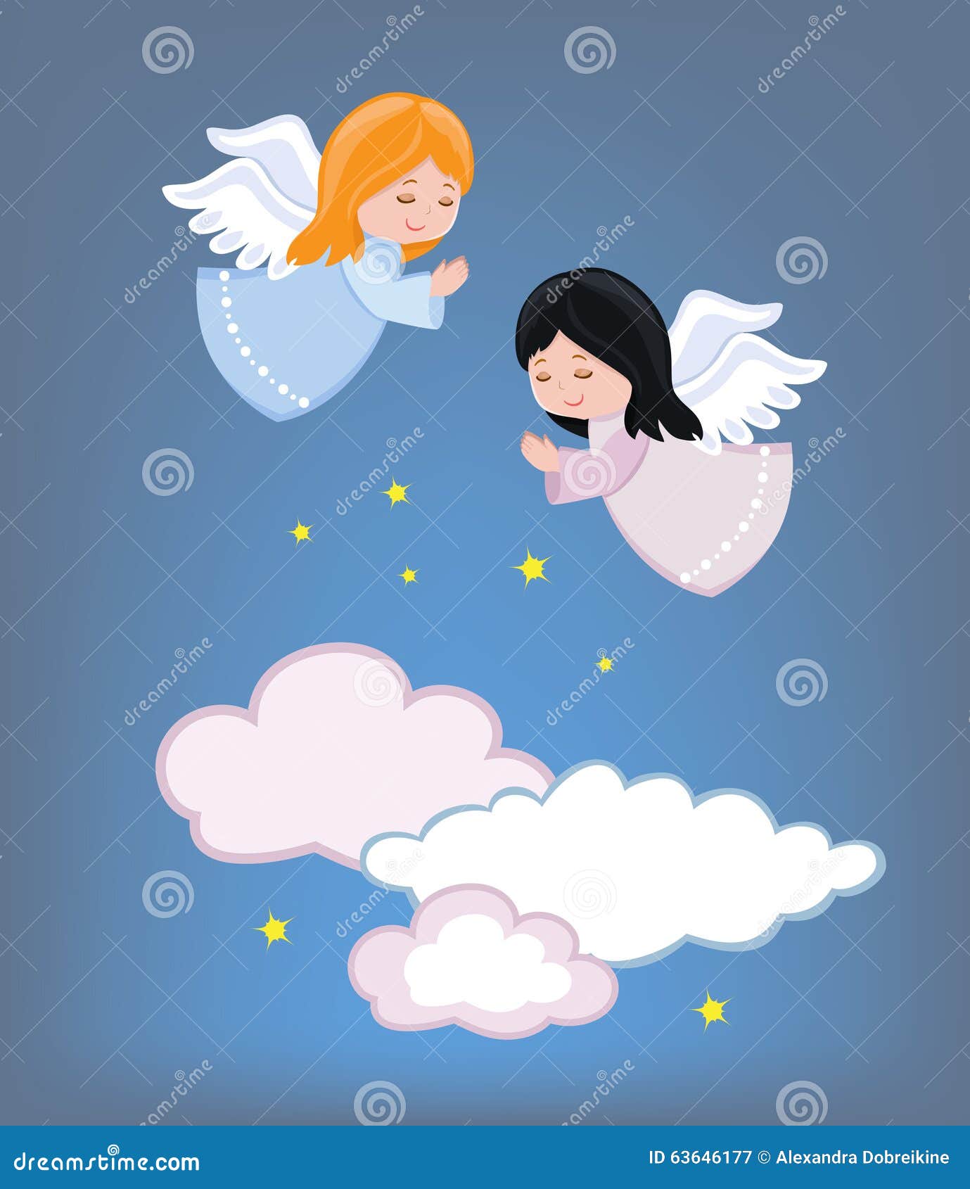 Nette Kleine Engel, Die in Den Himmel Fliegen Vektor Abbildung ...