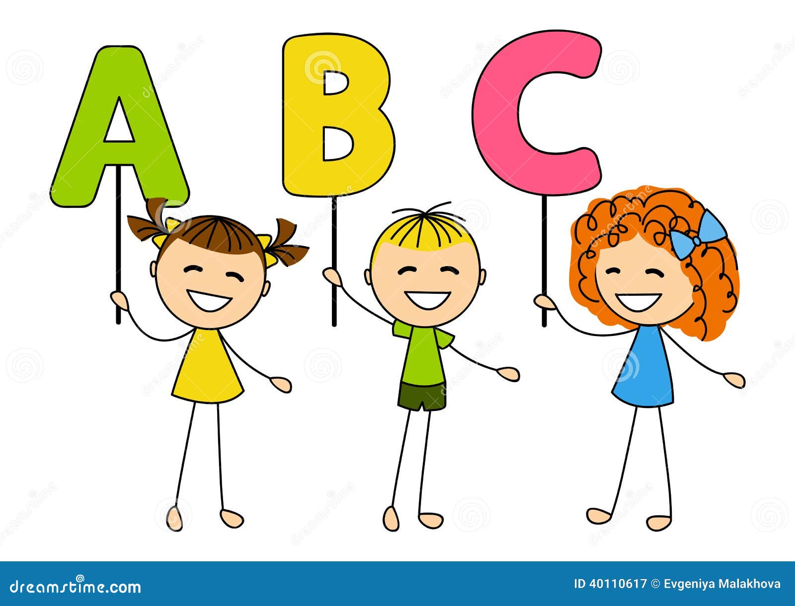 Nette Kleinkinder Mit ABC-Buchstaben Vektor Abbildung - Illustration ...