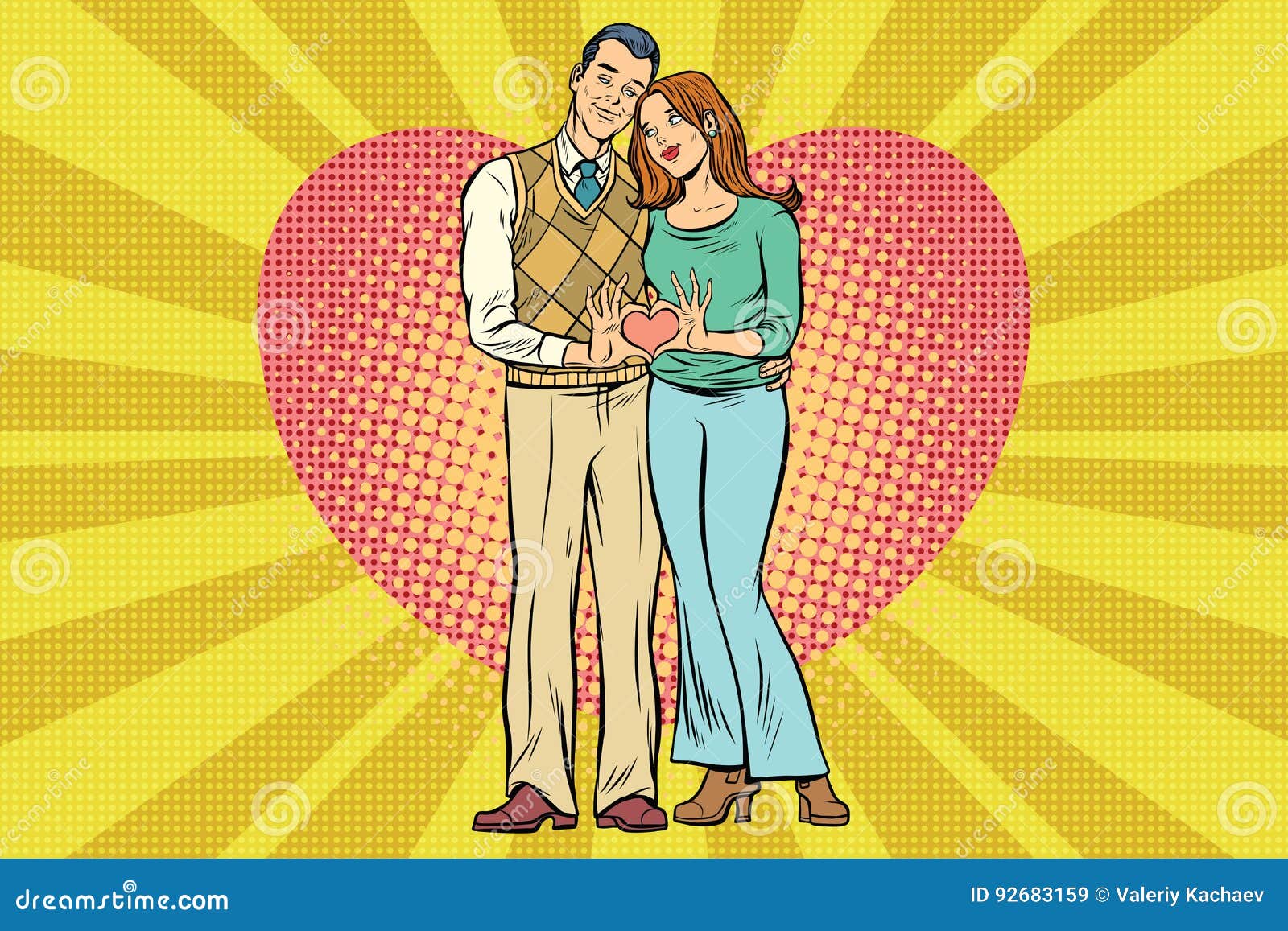 Nette Paare, Handzeichen Ein Herz Der Liebe Vektor Abbildung ...