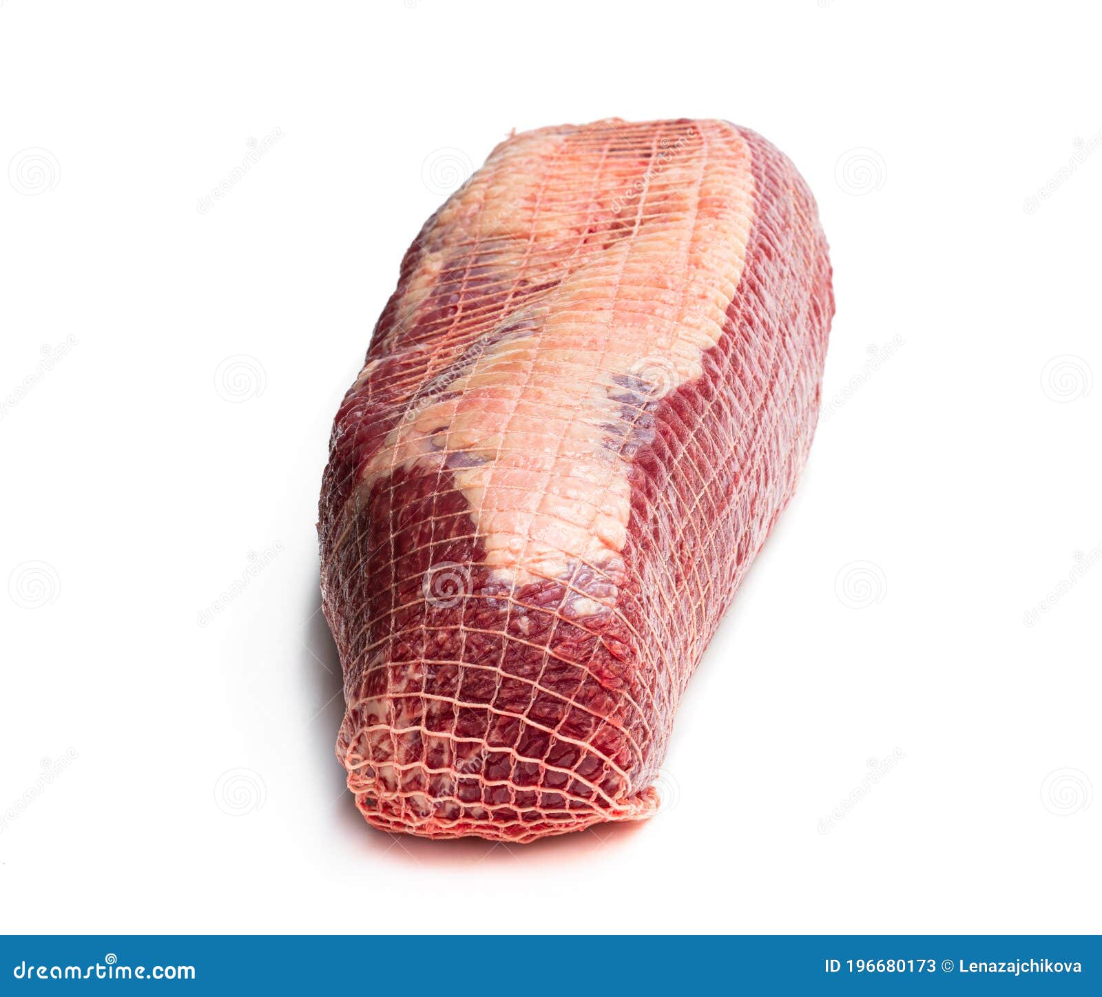 Netted Pack of Raw Meat Package Isolated on White Background Stock ...