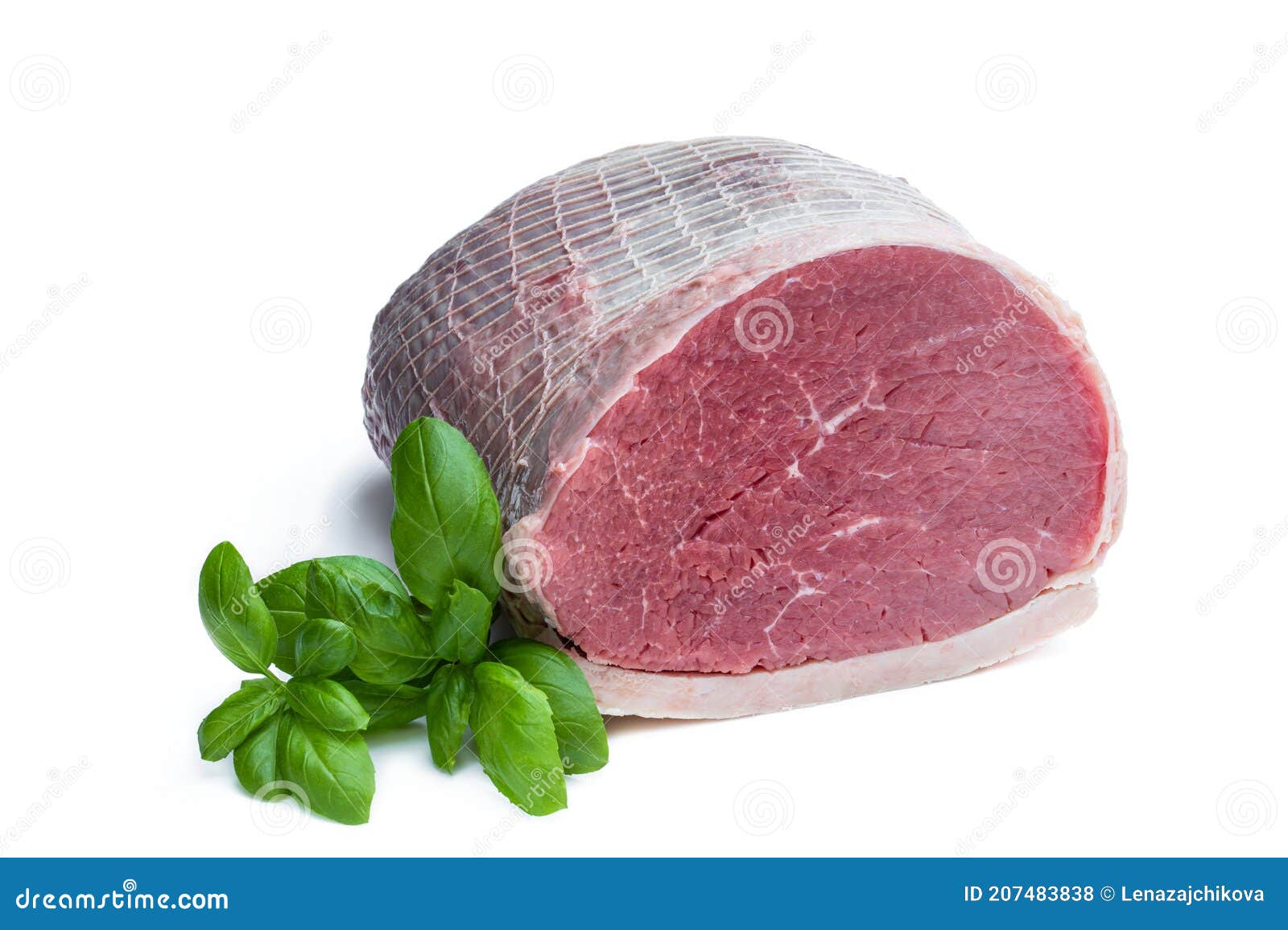 Netted Raw Meat Piece Isolated on White Background Stock Photo - Image ...