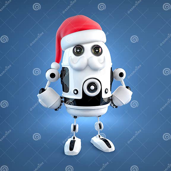 Netter Androider Roboter Mit Sankt Hut Stock Abbildung - Illustration von geschenk, dezember ...