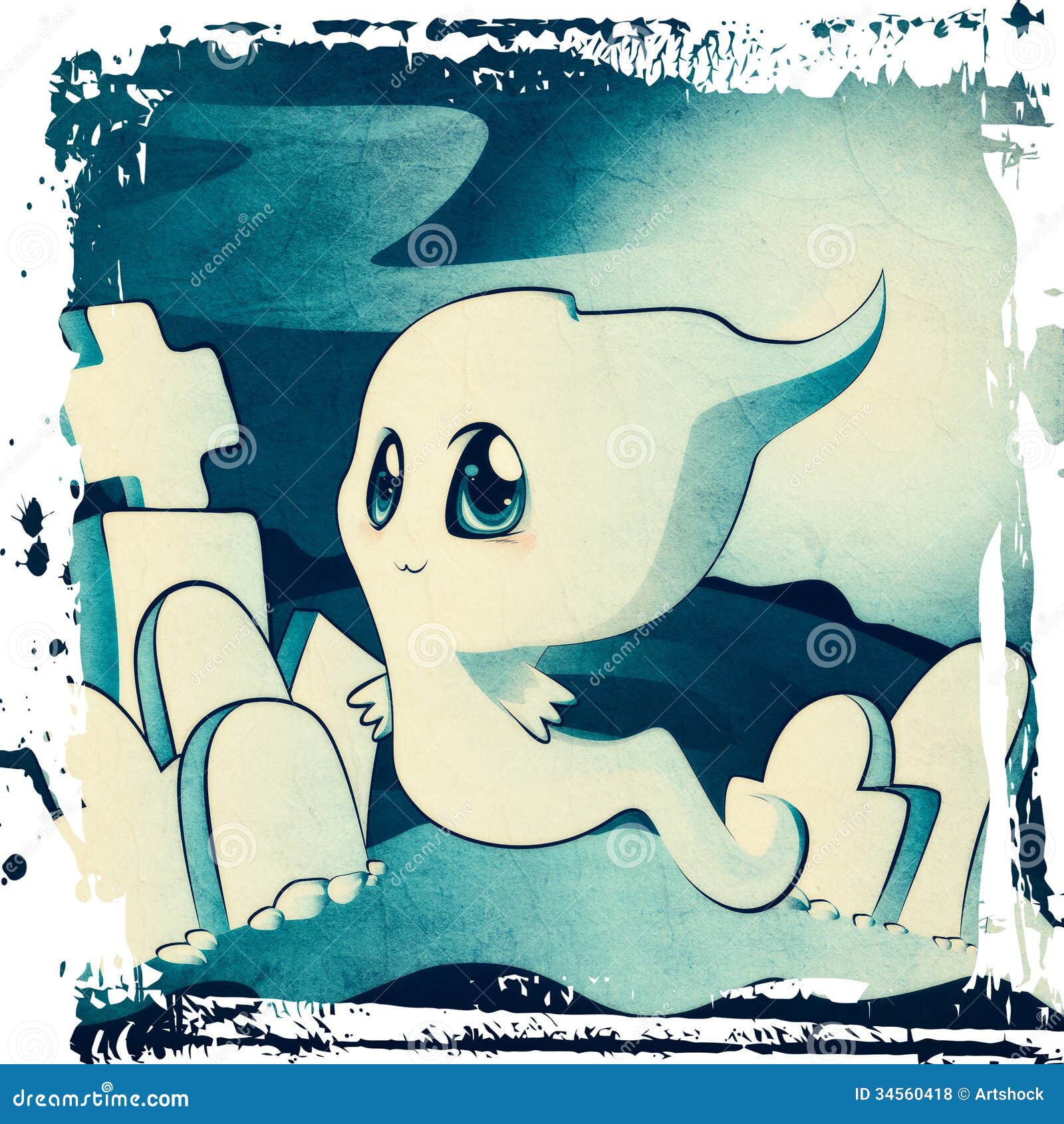 Netter Geist auf Kirchhof stock abbildung. Illustration von ...