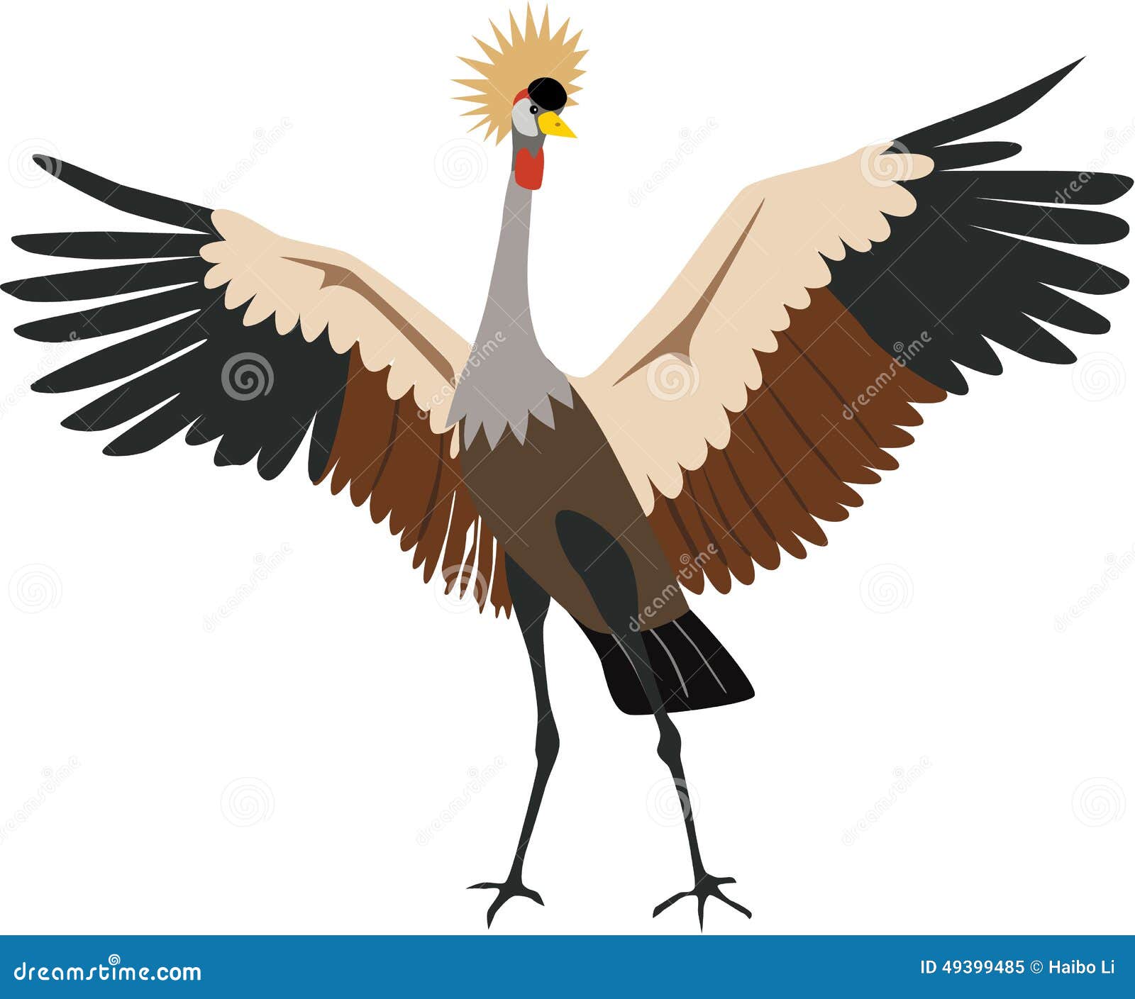 Netter Grey Crowned Crane-Vektor Vektor Abbildung - Illustration von ...