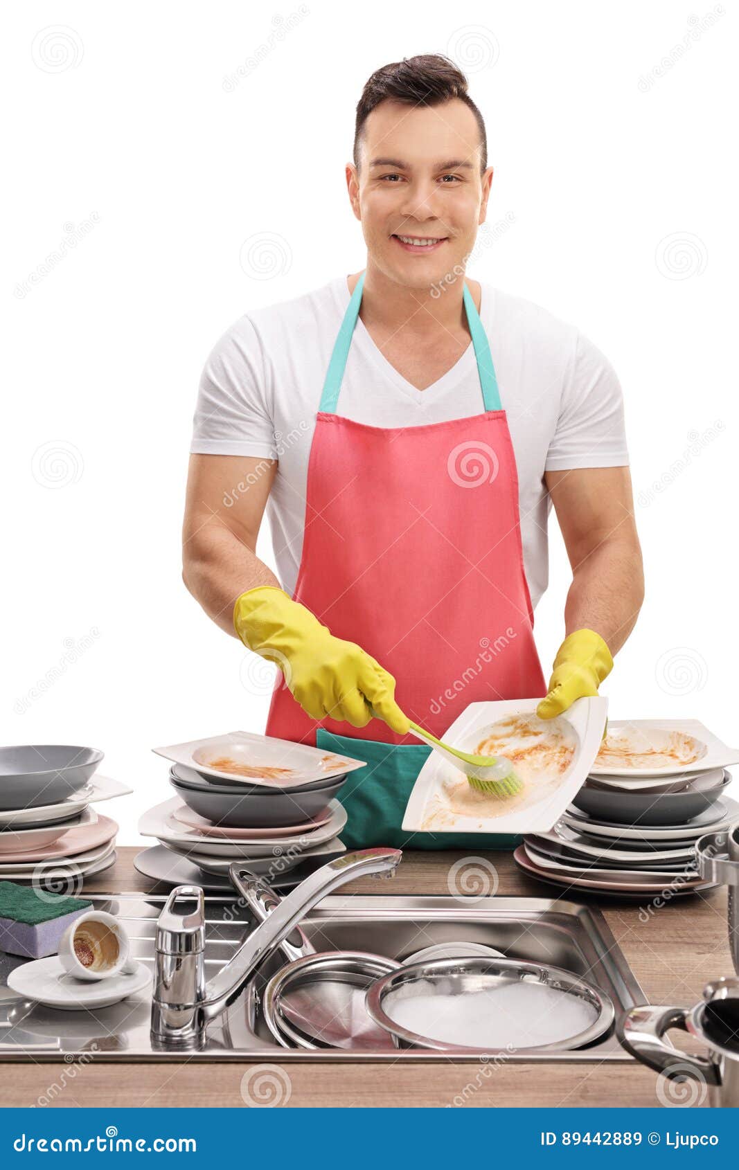 Netter Junger Mann, Der Die Teller Tut Stockbild - Bild von kerl ...