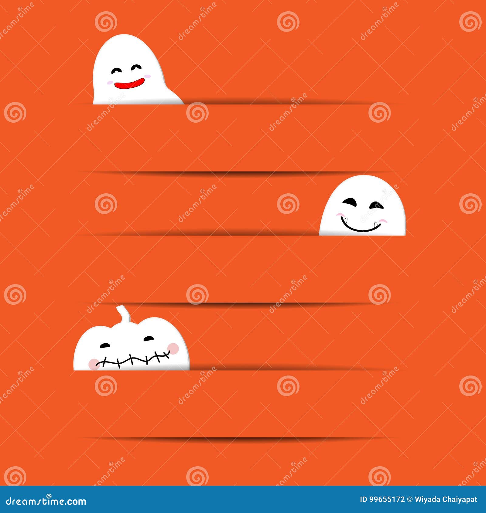 Netter Kleiner Geist Mit Orange Papier Vektor Abbildung - Illustration ...