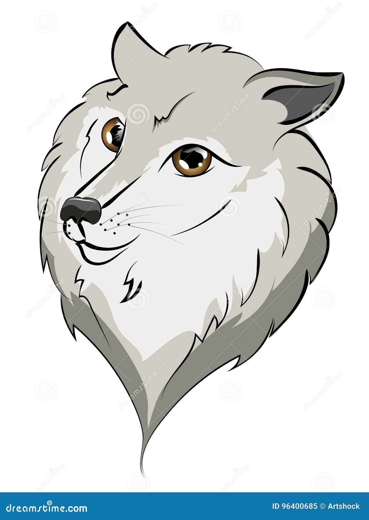 Netter Wolf Portrait vektor abbildung. Illustration von hund - 96400685