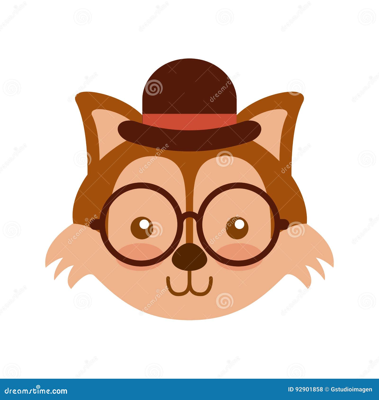 Nettes Tier Mit Hut- Und Glashippie-Art Vektor Abbildung - Illustration ...