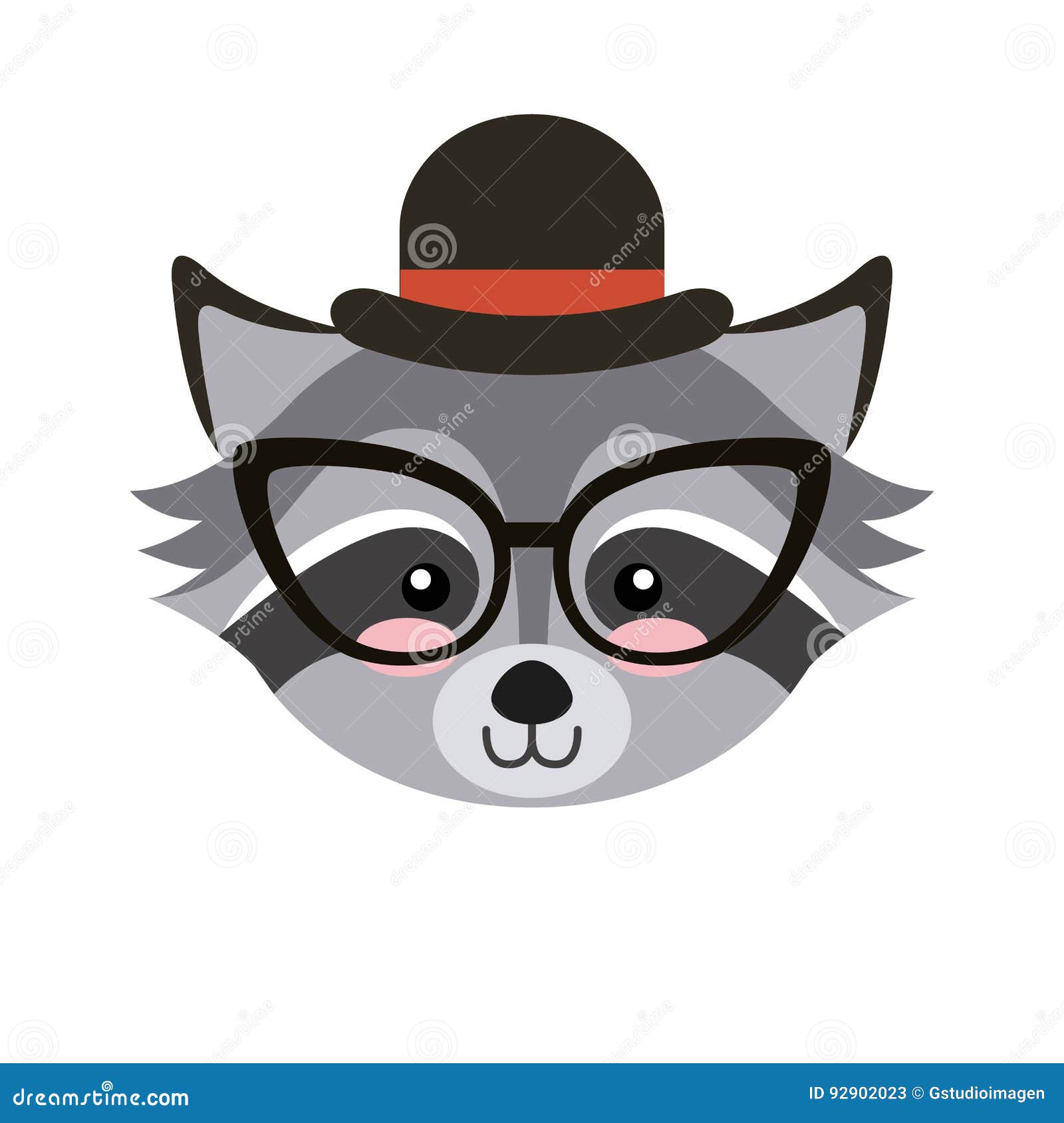 Nettes Tier Mit Hut- Und Glashippie-Art Vektor Abbildung - Illustration ...