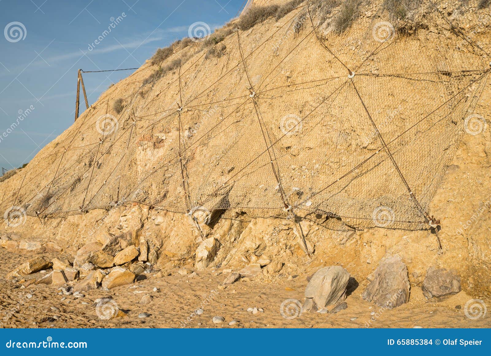 Netting on a cliff stock photo. Image of prevention, unstable - 65885384