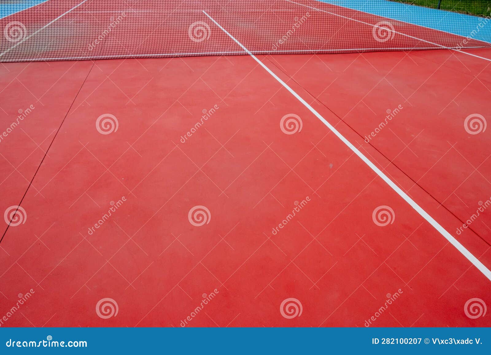 Netting of an Empty Red Tennis Court Stock Image - Image of play ...