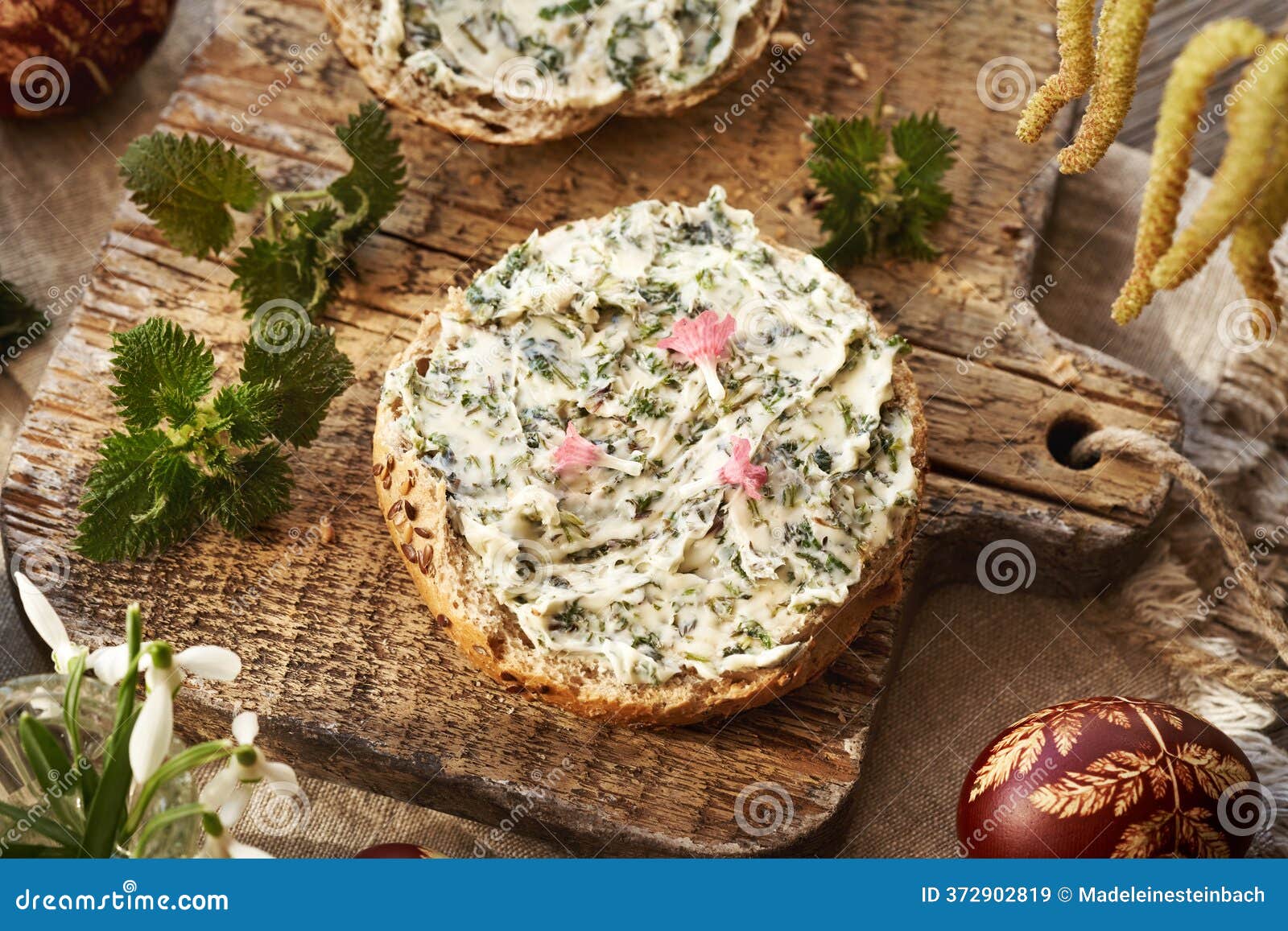 Nettle Butter In A Bowl - Homemade Bread Spread Made Of Wild Edible ...